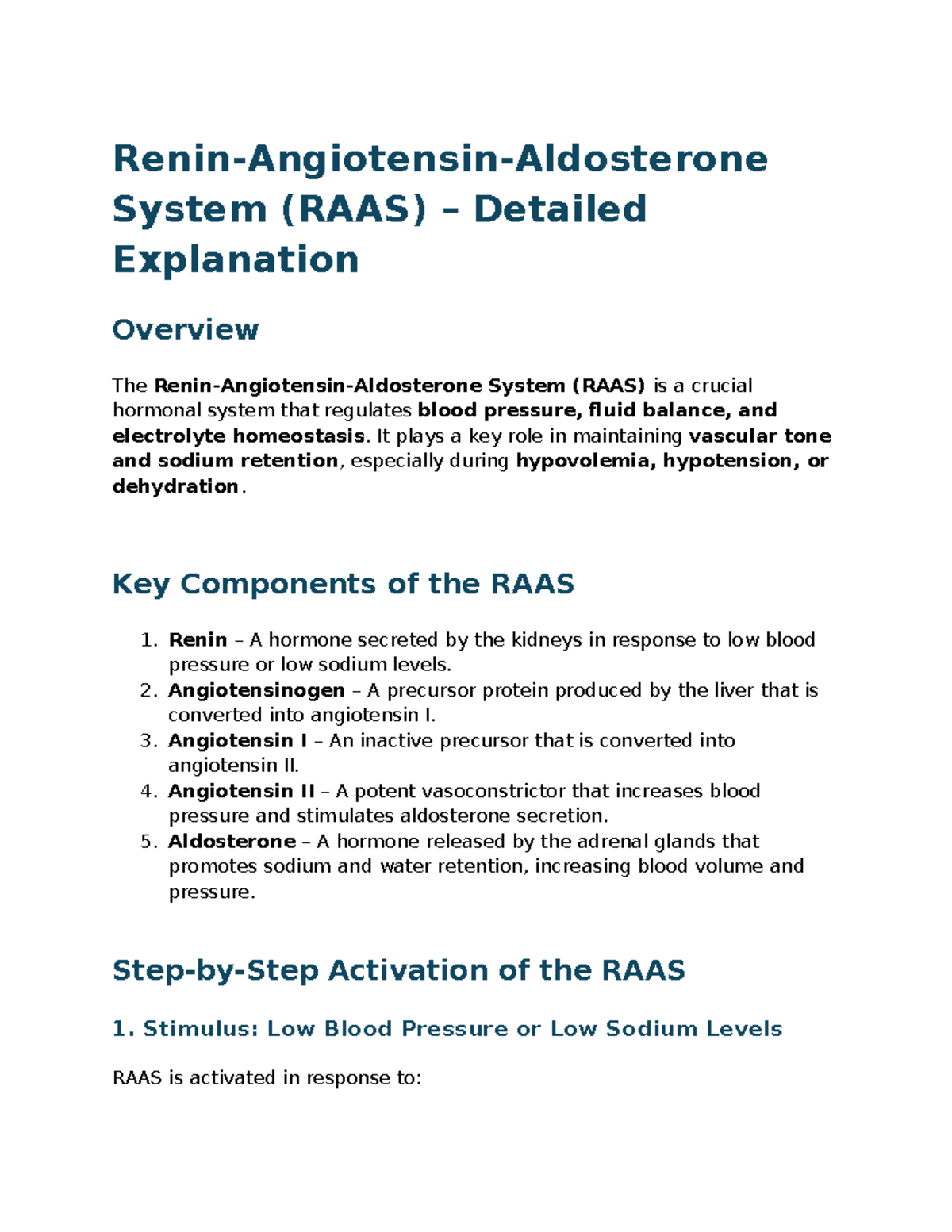 RAAS - Detailed Overview of the Renin-Angiotensin System Mechanics ...