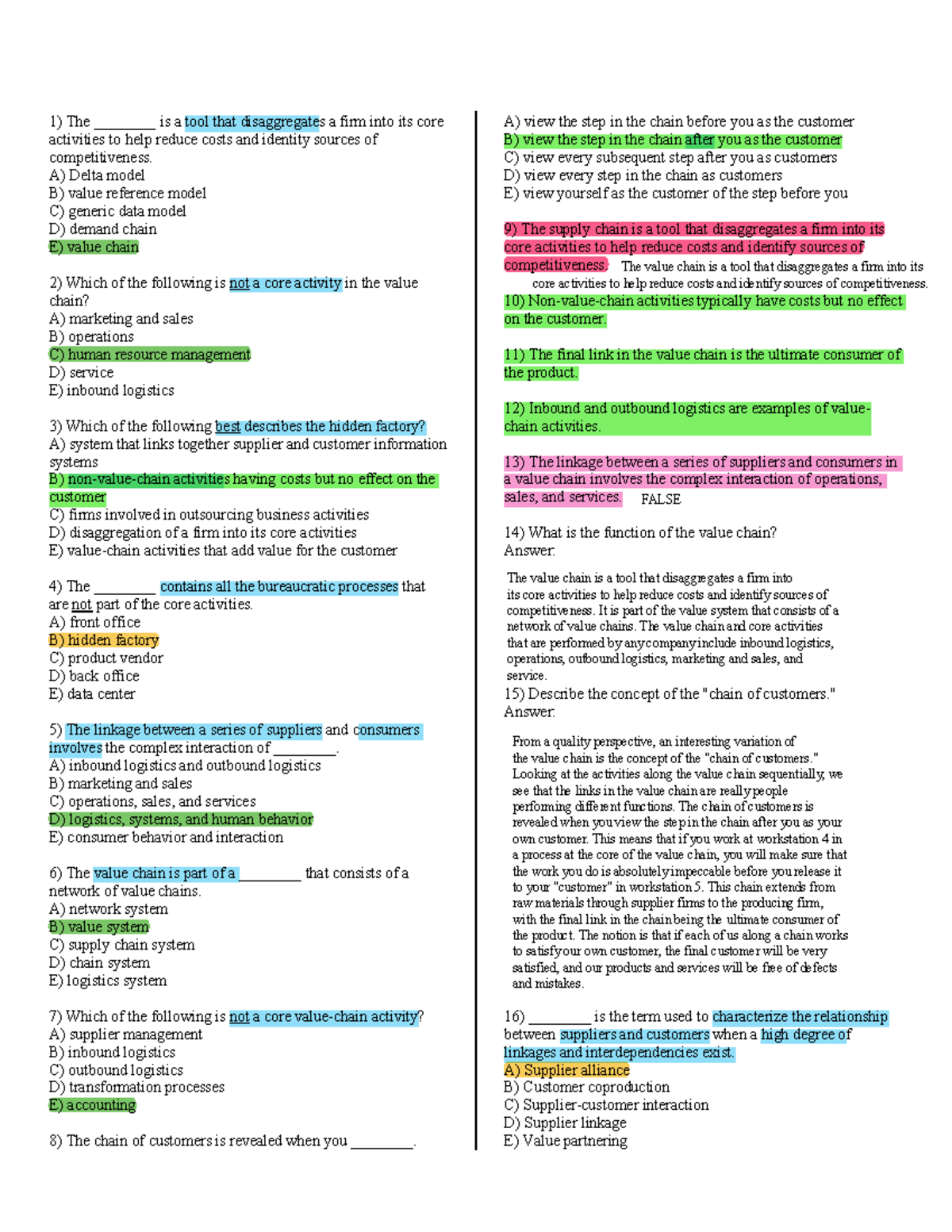 C6 20c C3 B3 Value Chain and Supplier Development Study Guide - Studocu