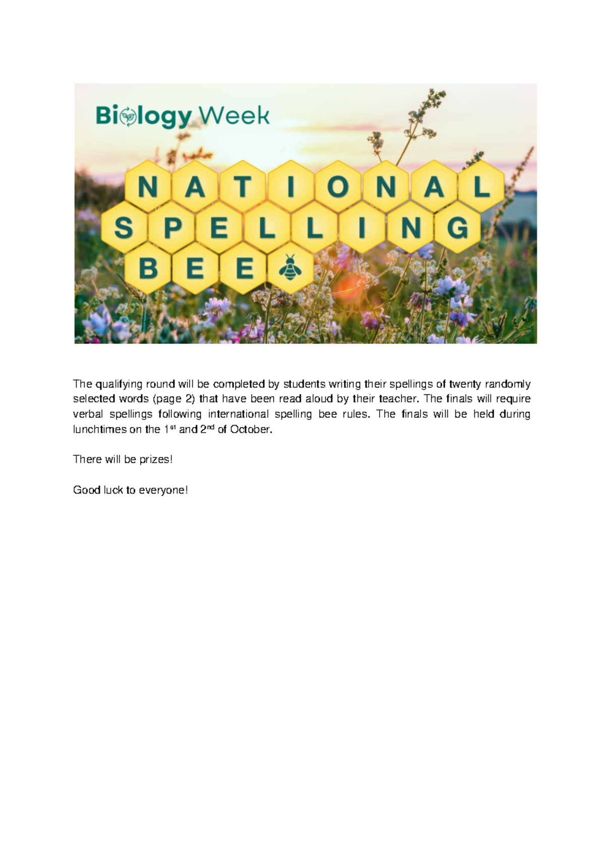 National Biology Week Spelling Bee Competition 2024 - APS12 - The ...