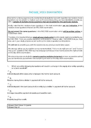 Fac1502 Assessment 3 - PREVIOUS ASSIGNMENT SOLUTIONS - .. left 0:18: Question 1 Not yet answered ...
