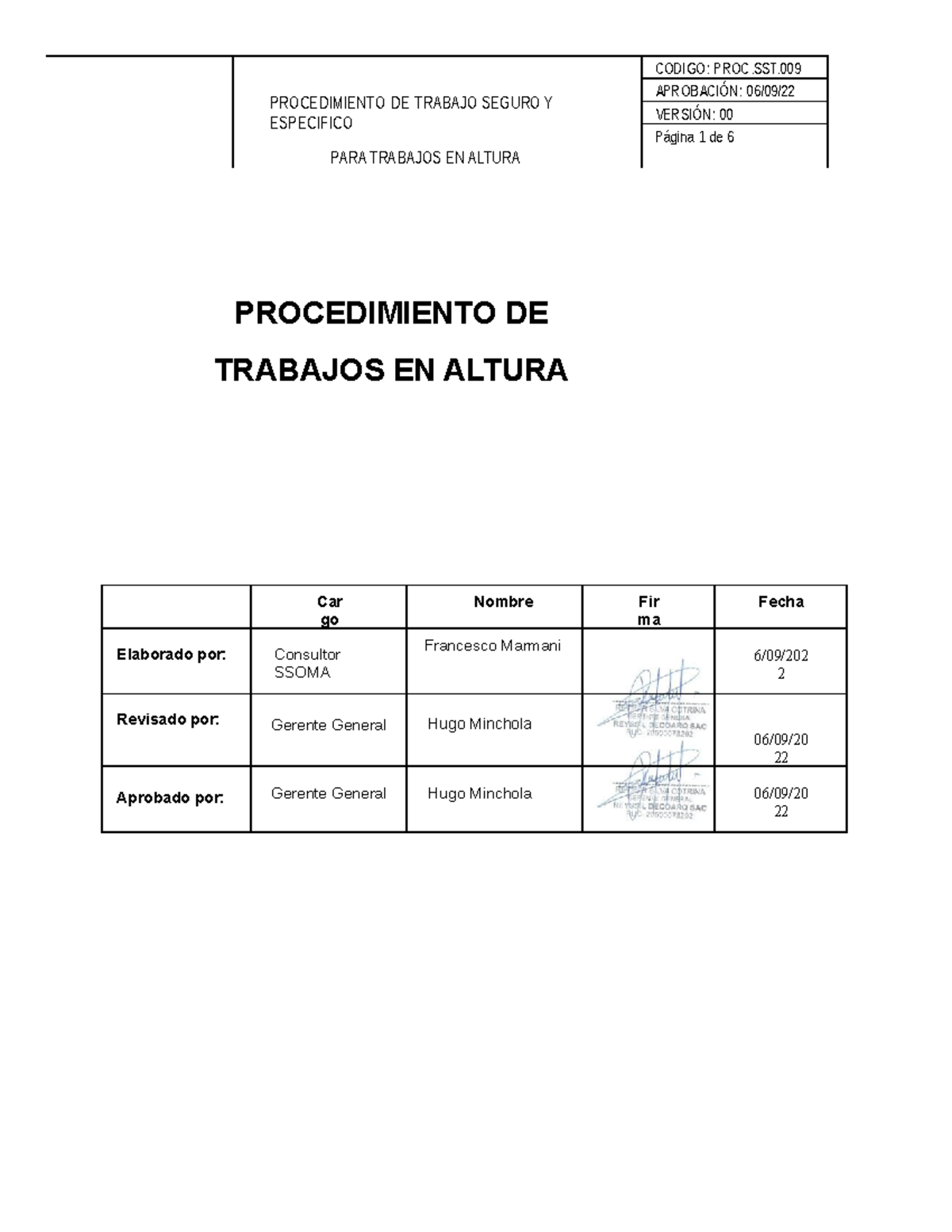 PTS-E Procedimiento de Trabajo Seguro para Trabajos en Altura - Studocu