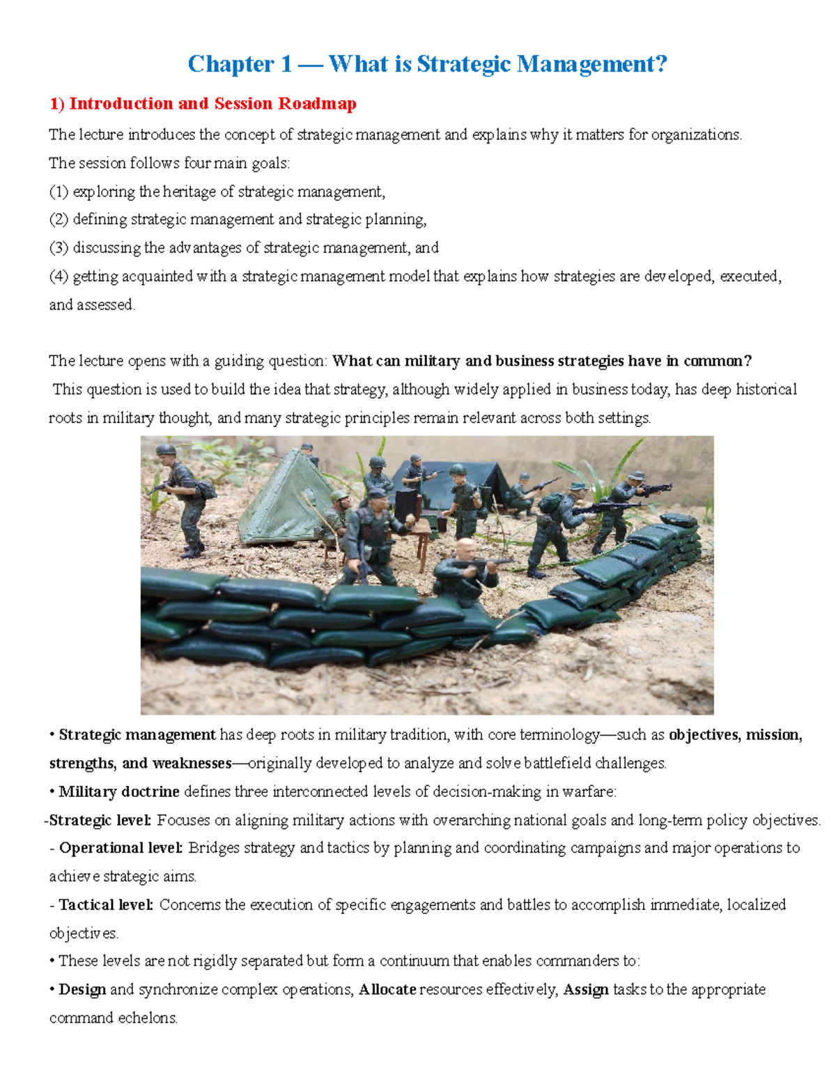 Ch 1 - Strategic Management: Foundations and Military Heritage - Studocu