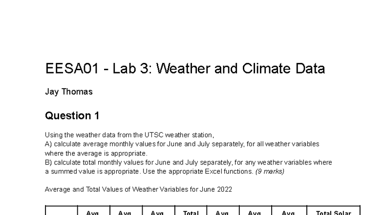 EESA01 Lab 3: Analyzing Weather Data for June & July - Studocu