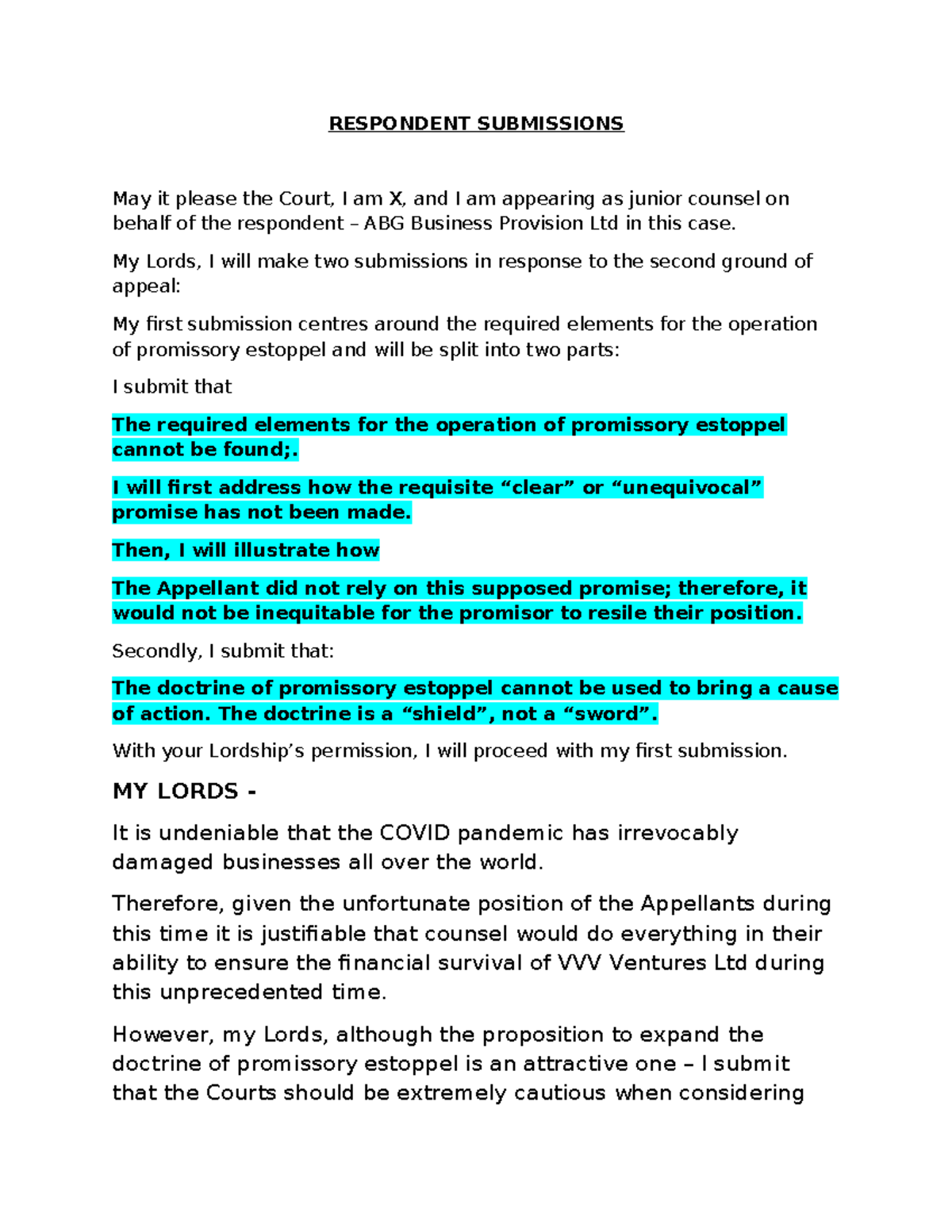 practice moot submissions - RESPONDENT SUBMISSIONS May it please the ...
