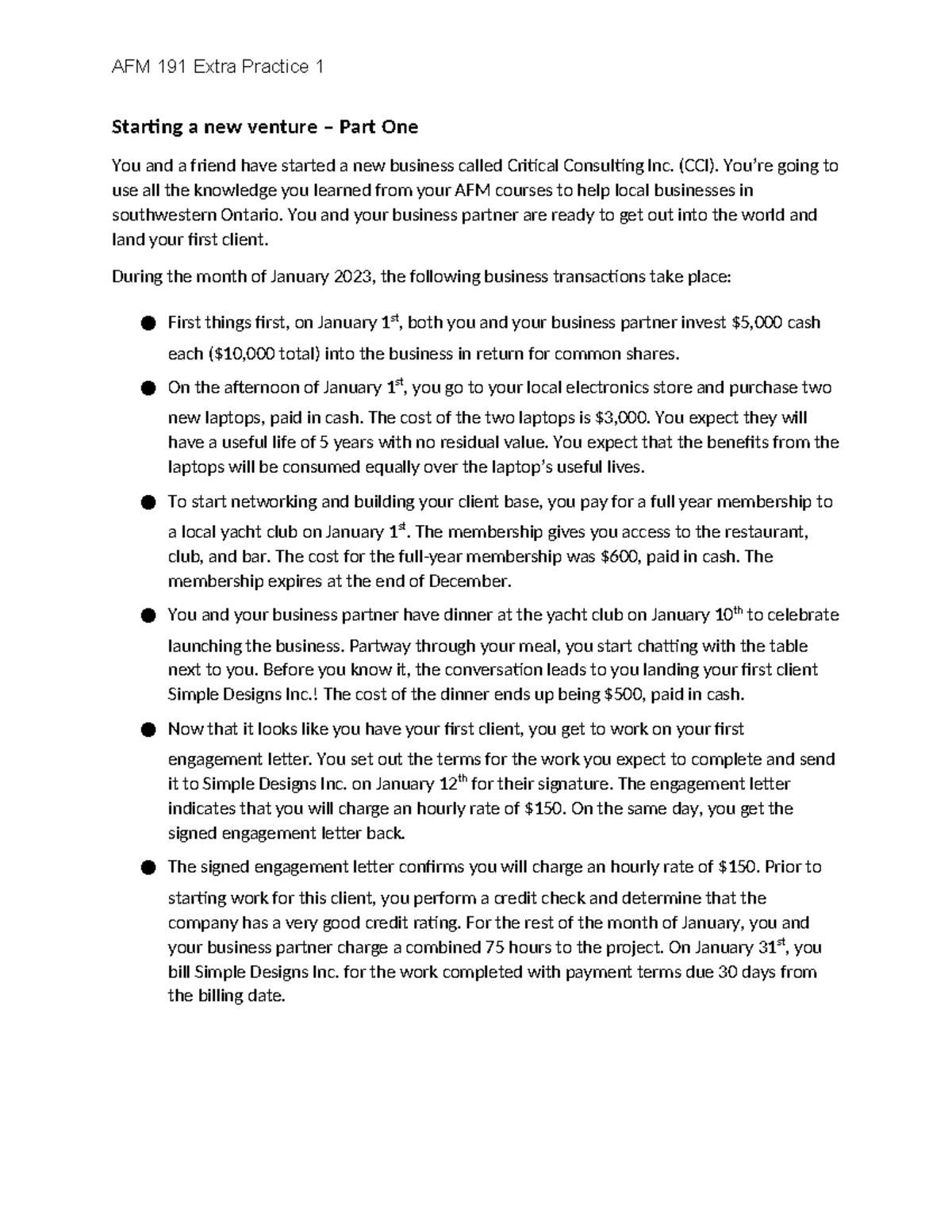 AFM 191 MT1 - Extra Practice 1 - AFM 191 Extra Practice 1 Starting a ...