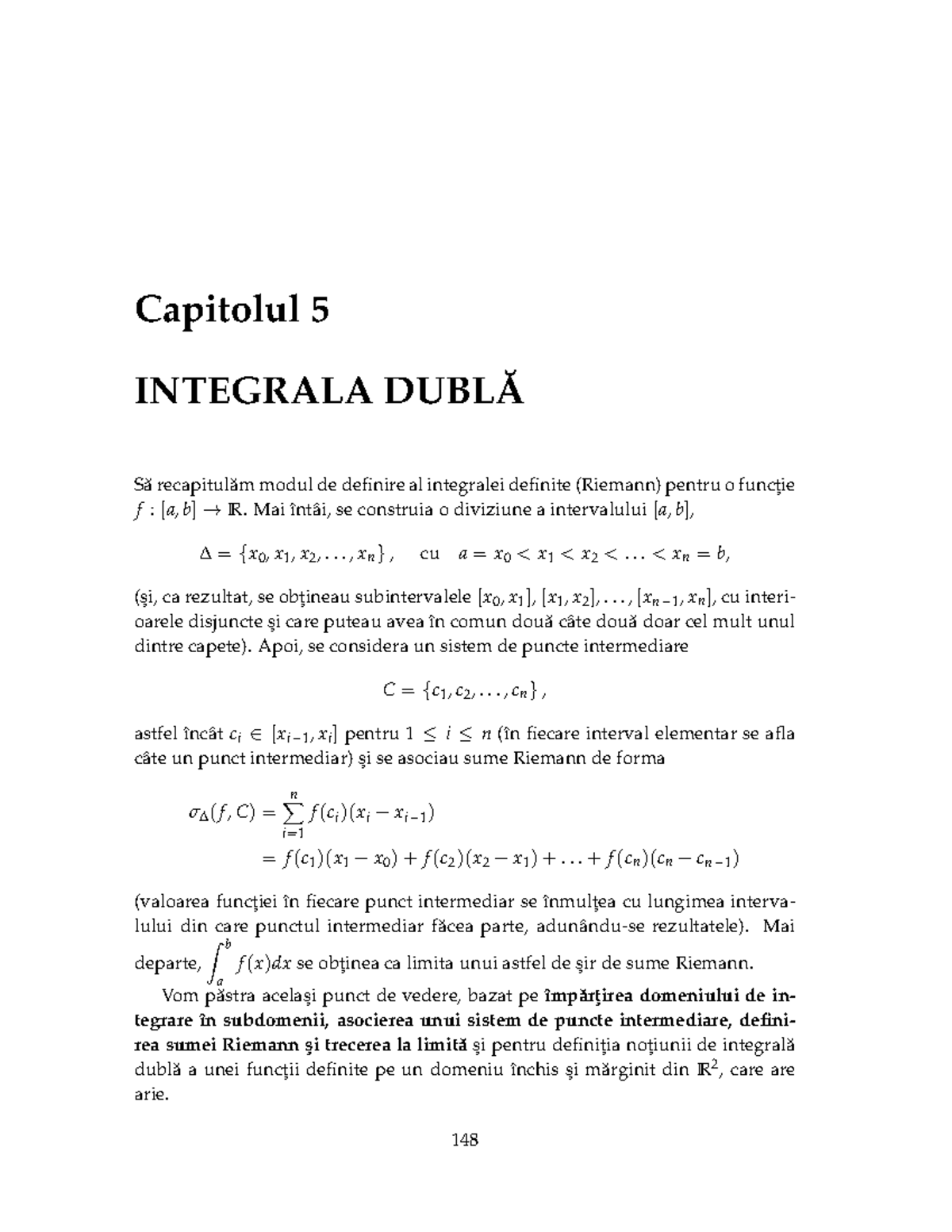 Capitolul 5: Definirea Integralei Definite (Riemann) - Tema 13 - Studocu