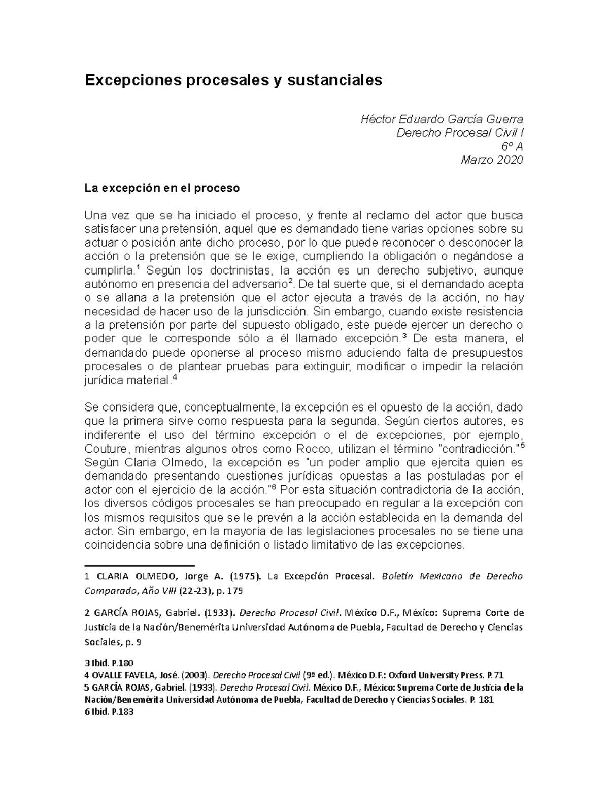 Excepciones - Procesal civil I - Excepciones procesales y sustanciales ...