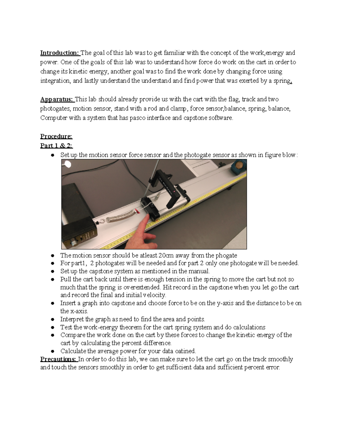 Lab 5 - Work, Power and Energy Experiment: Analysis & Results - Studocu