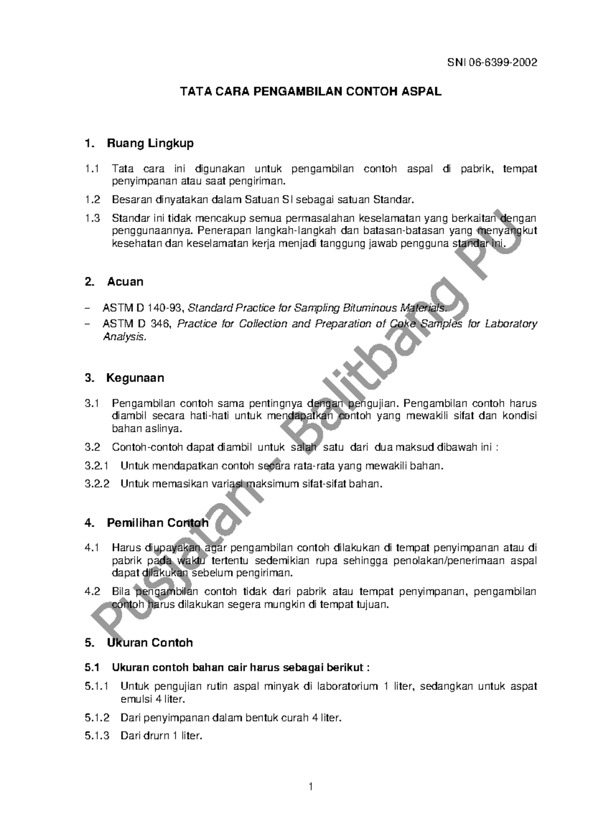 Panduan Pengambilan Contoh Aspal: Tata Cara & Spesifikasi ASTM - Studocu