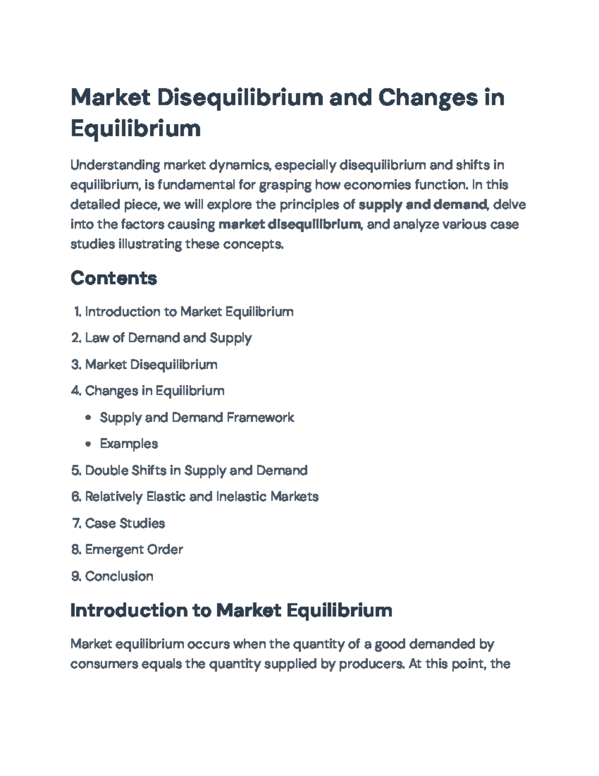 Market Equilibrium & Disequilibrium: A Detailed Study Overview - Studocu