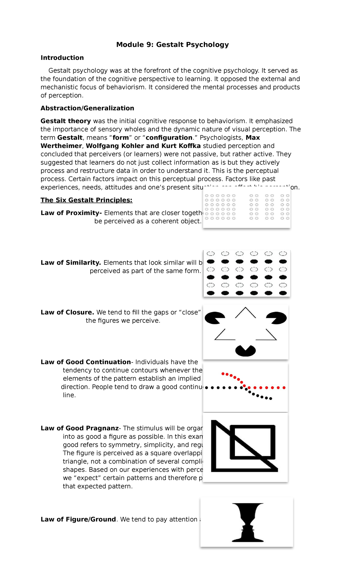 Module 9: Understanding Gestalt Psychology Principles - Studocu