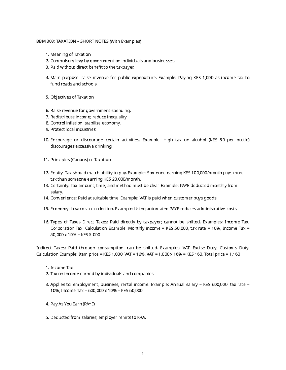 BBM 303: Comprehensive Taxation Notes with Examples - Studocu
