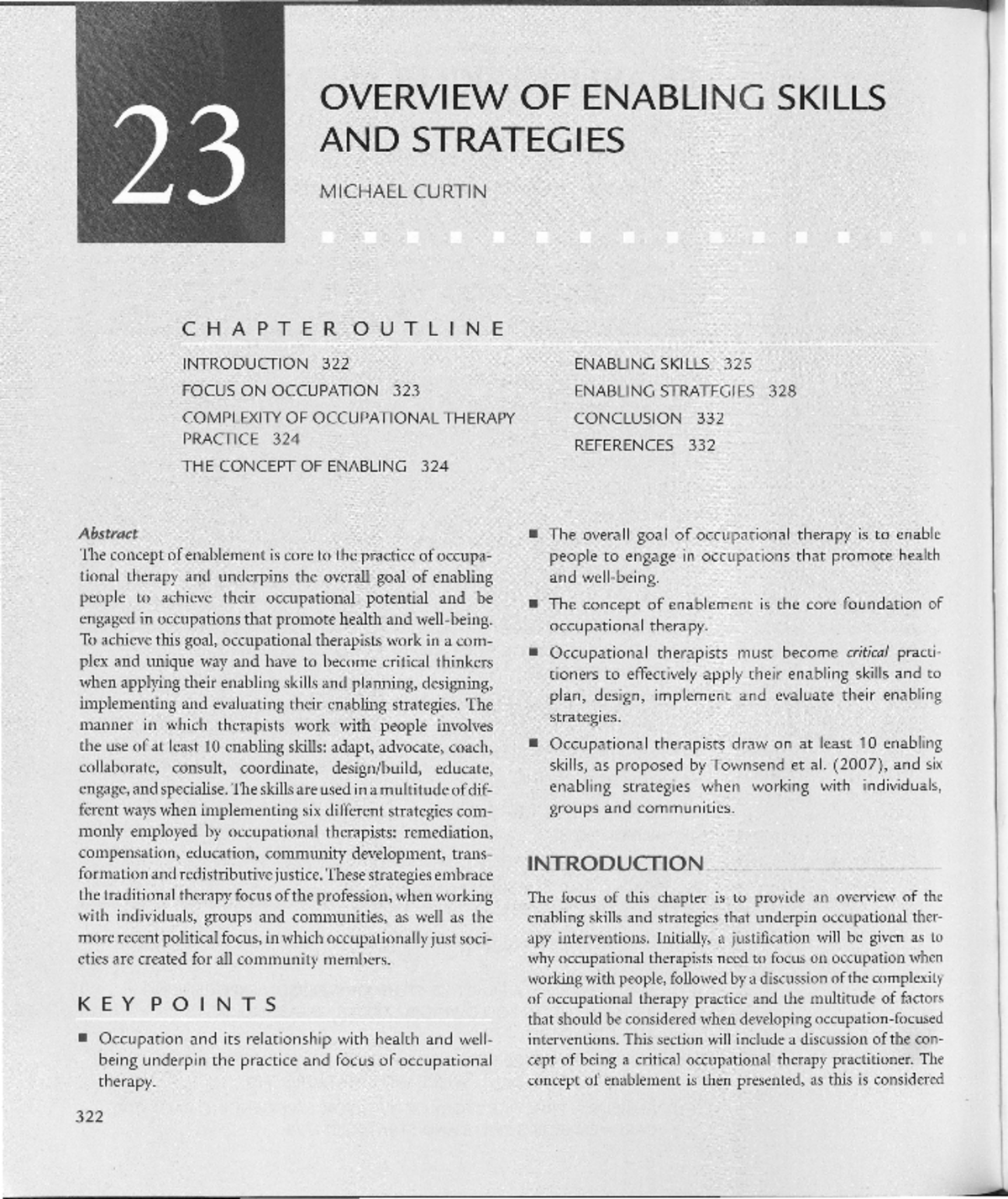 Curtin-m-Overview of Enabling Skills in Occupational Therapy - Studocu