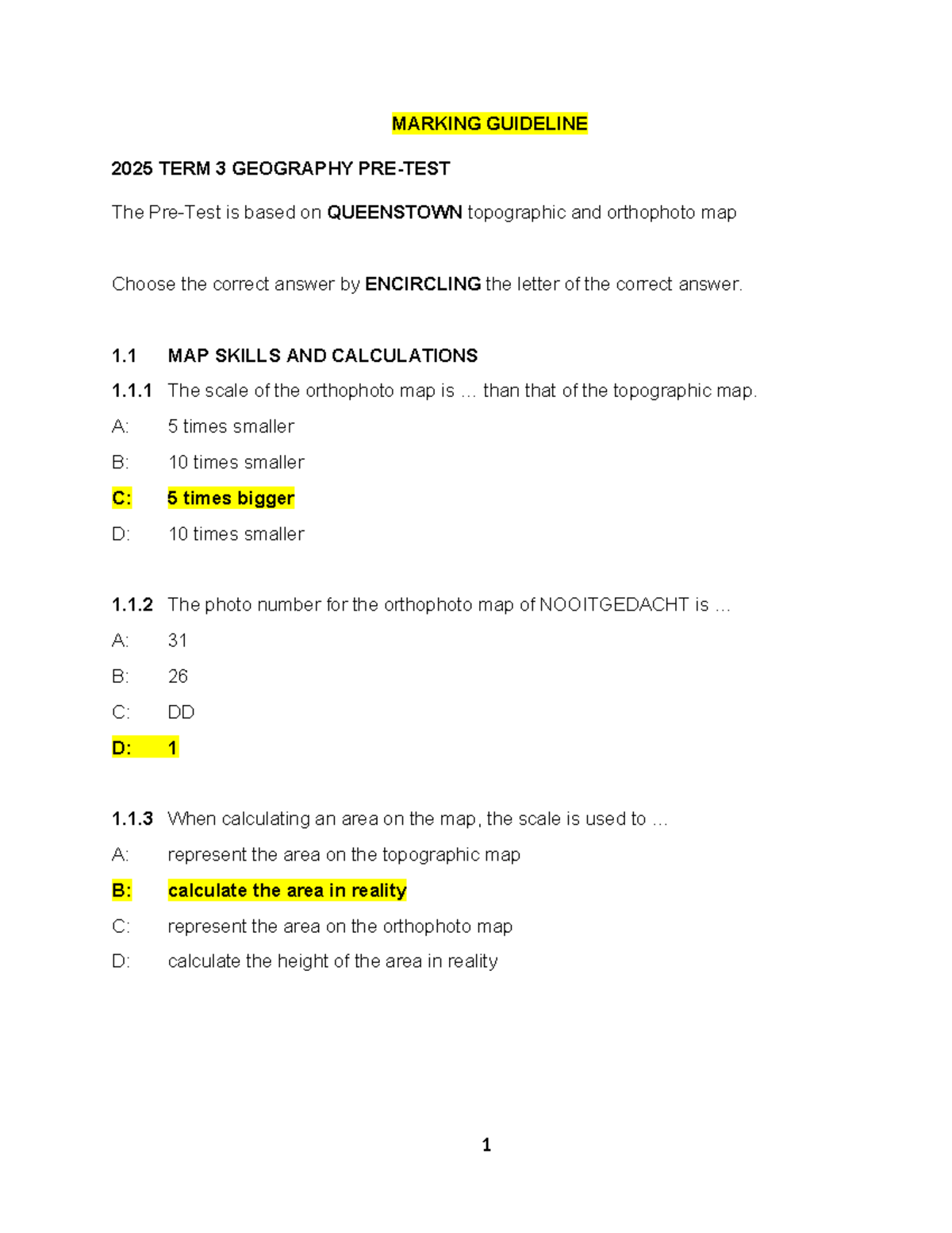 2025 TERM 3 Geography Pre-Test Marking Guidelines - Studocu