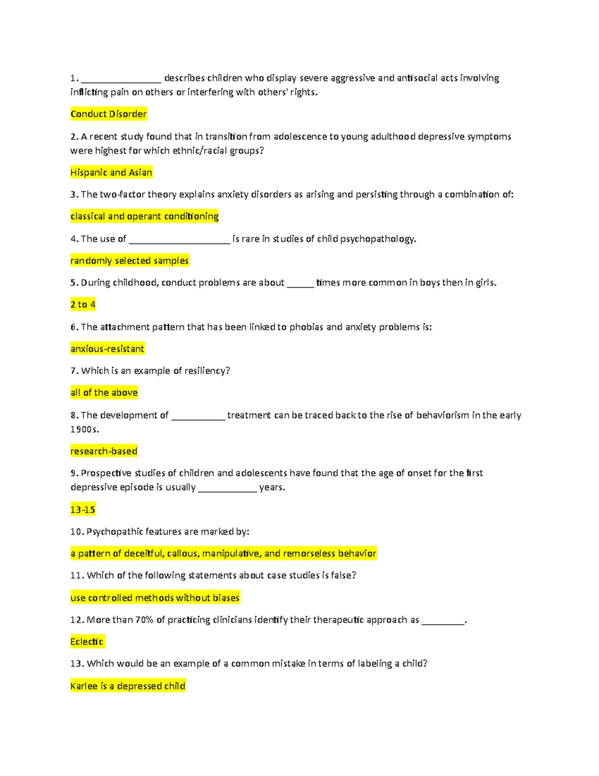 PSY 314 Midterm Exam - _______________ describes children who display ...