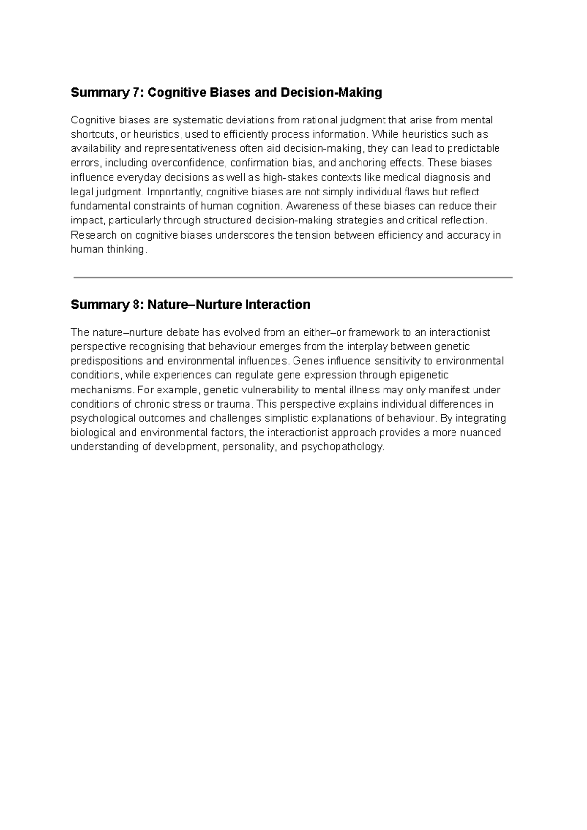 Cognitive Biases & Interaction: Summary 7 & 8 Insights - Studocu
