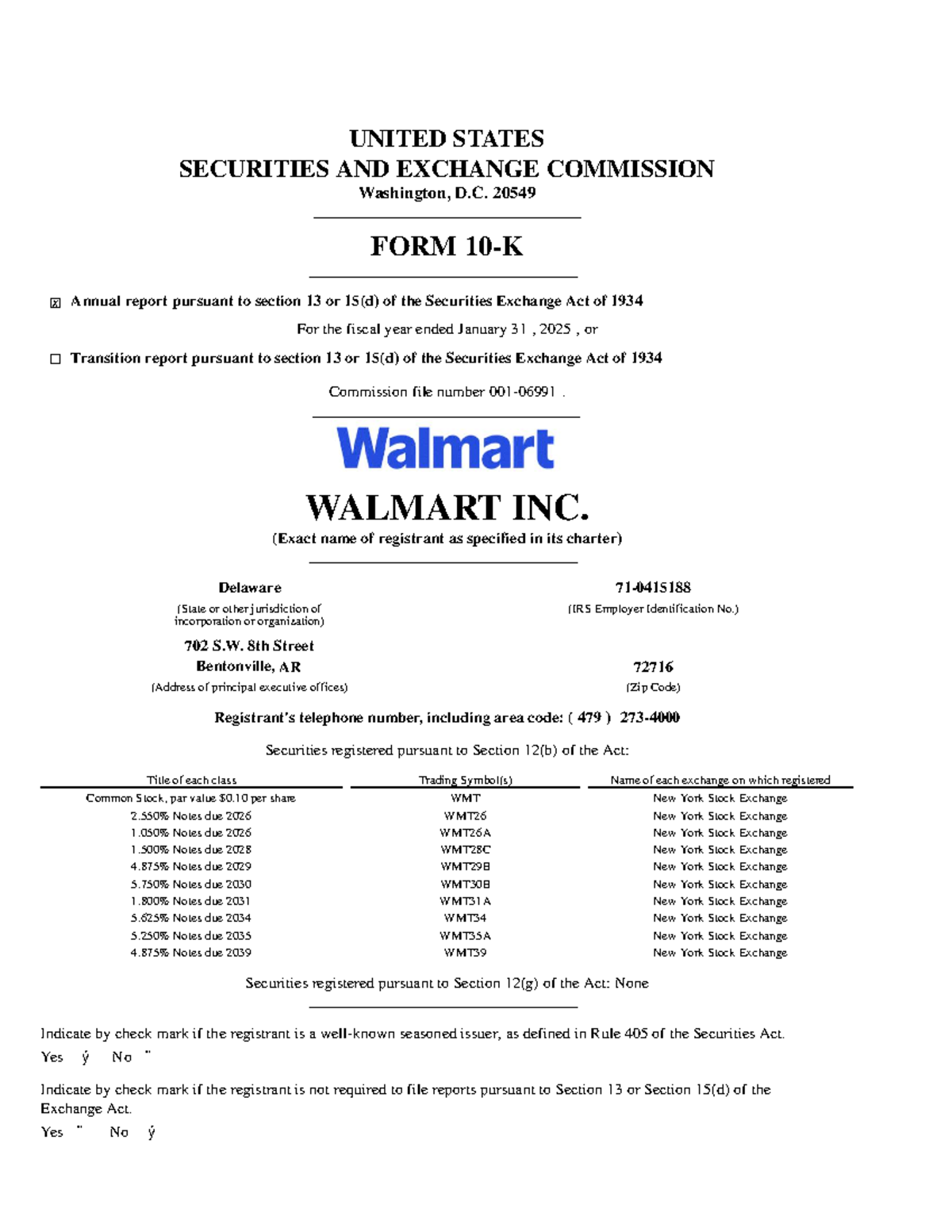 Walmart Inc. Annual Report Form 10-K for FY Ended Jan 31, 2025 - Studocu