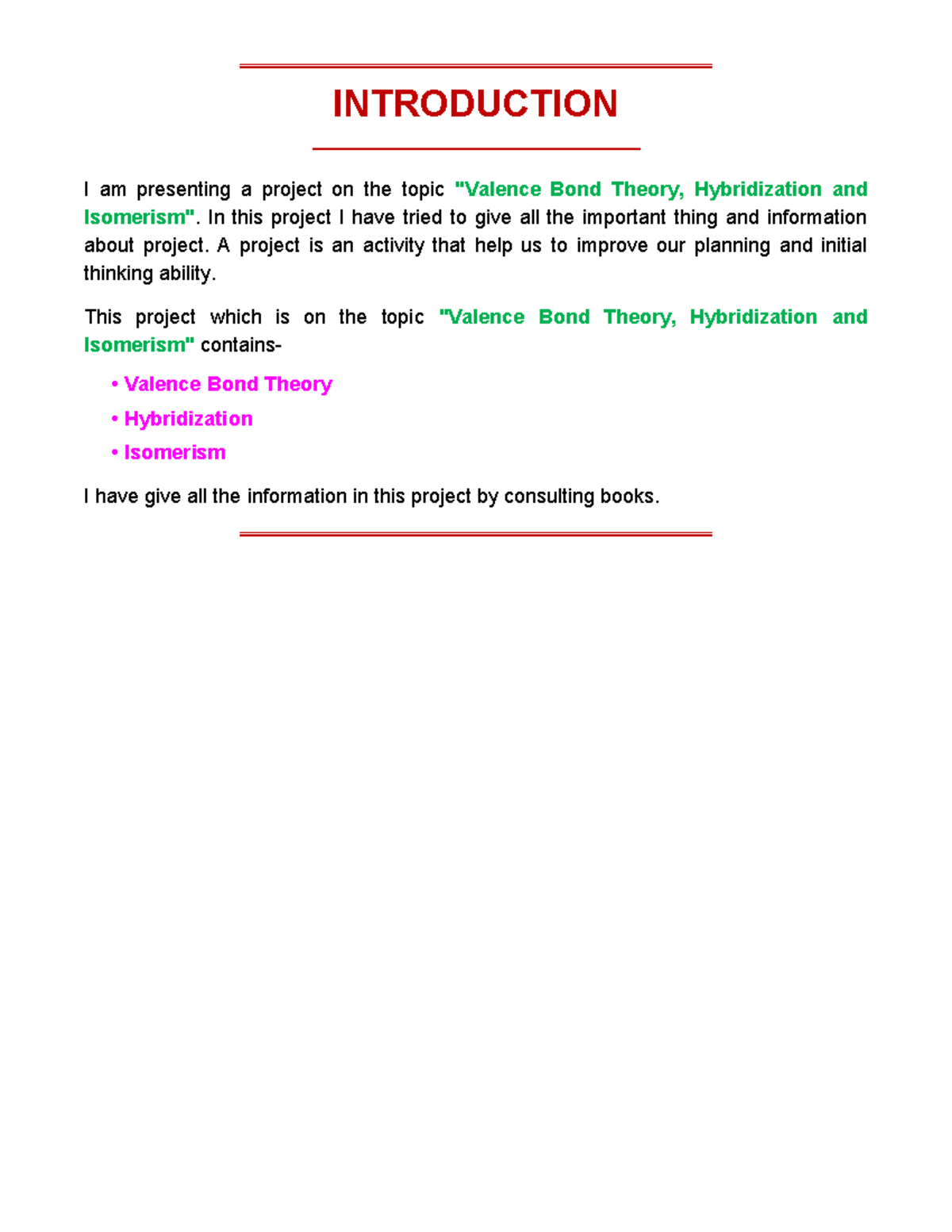 Chemistry Project Introduction Single Page - 🎄