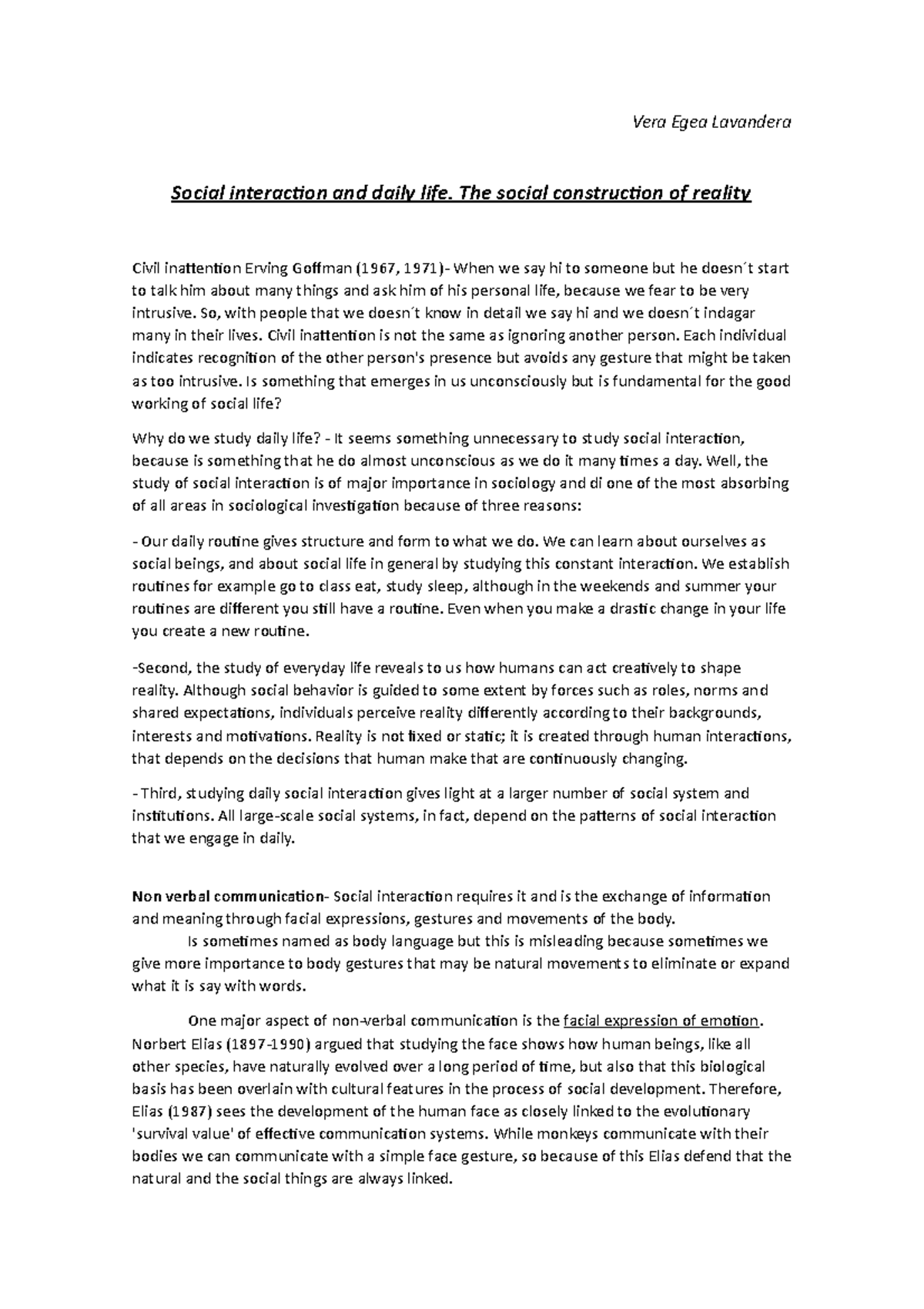 Chapter 7 - Giddens: Understanding Social Interaction & Identity - Studocu