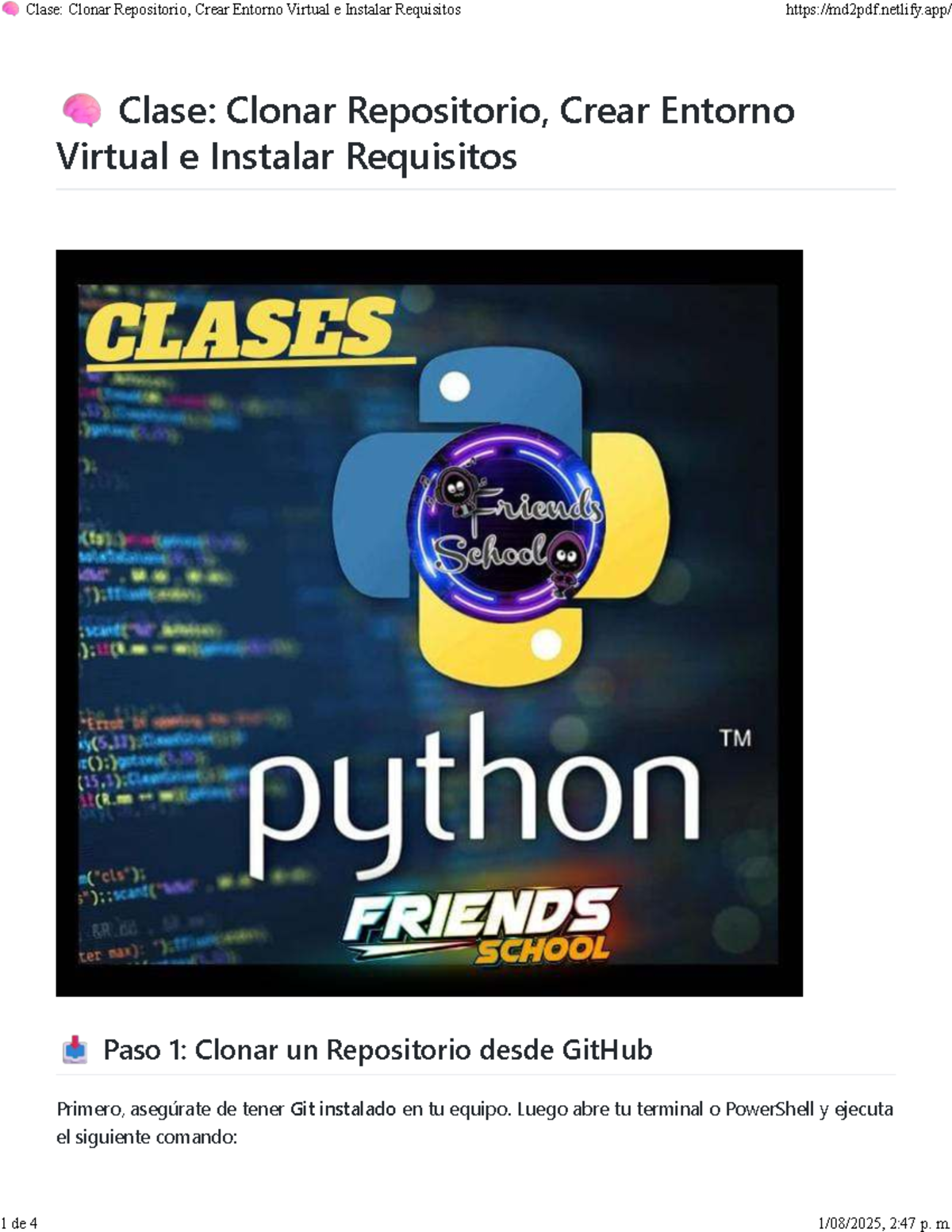 Clase: Clonar Repositorio y Crear Entorno Virtual - Guía Paso a Paso ...
