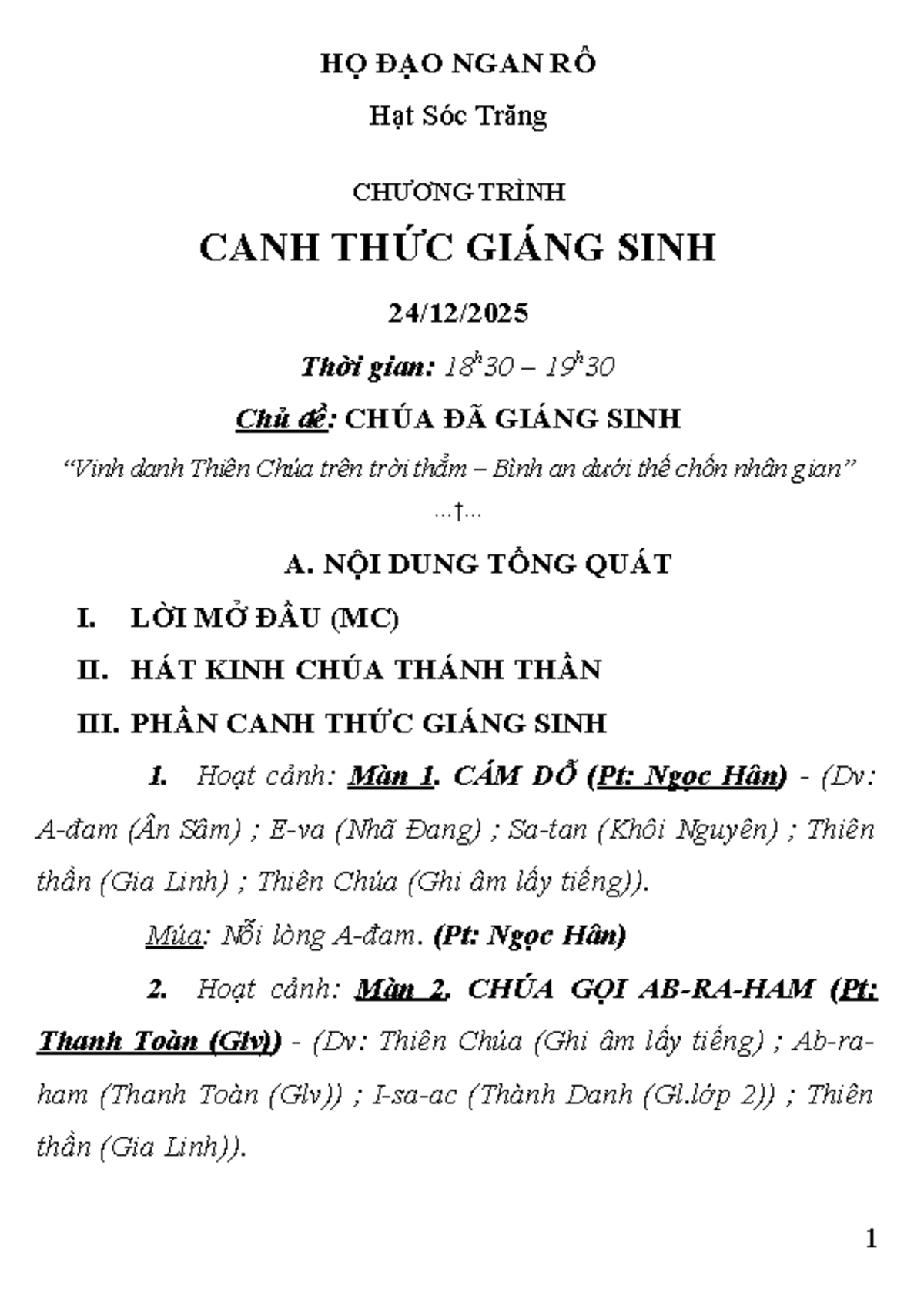 Chương Trình Canh Thức Giáng Sinh 24 - Hạt Sóc Trăng - Studocu