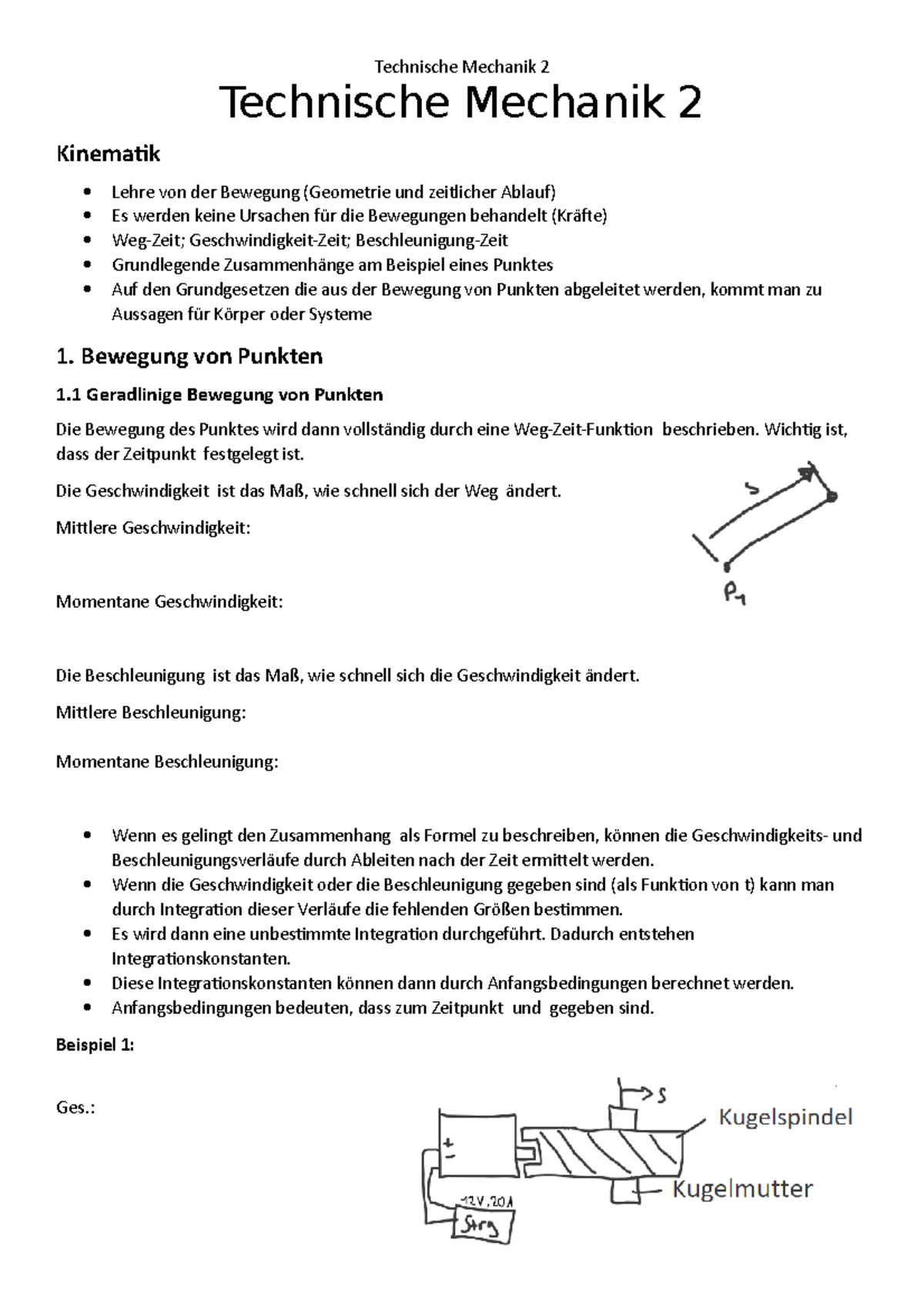 Technische Mechanik 2: Kinematik und Kinetik Zusammenfassung - Studocu
