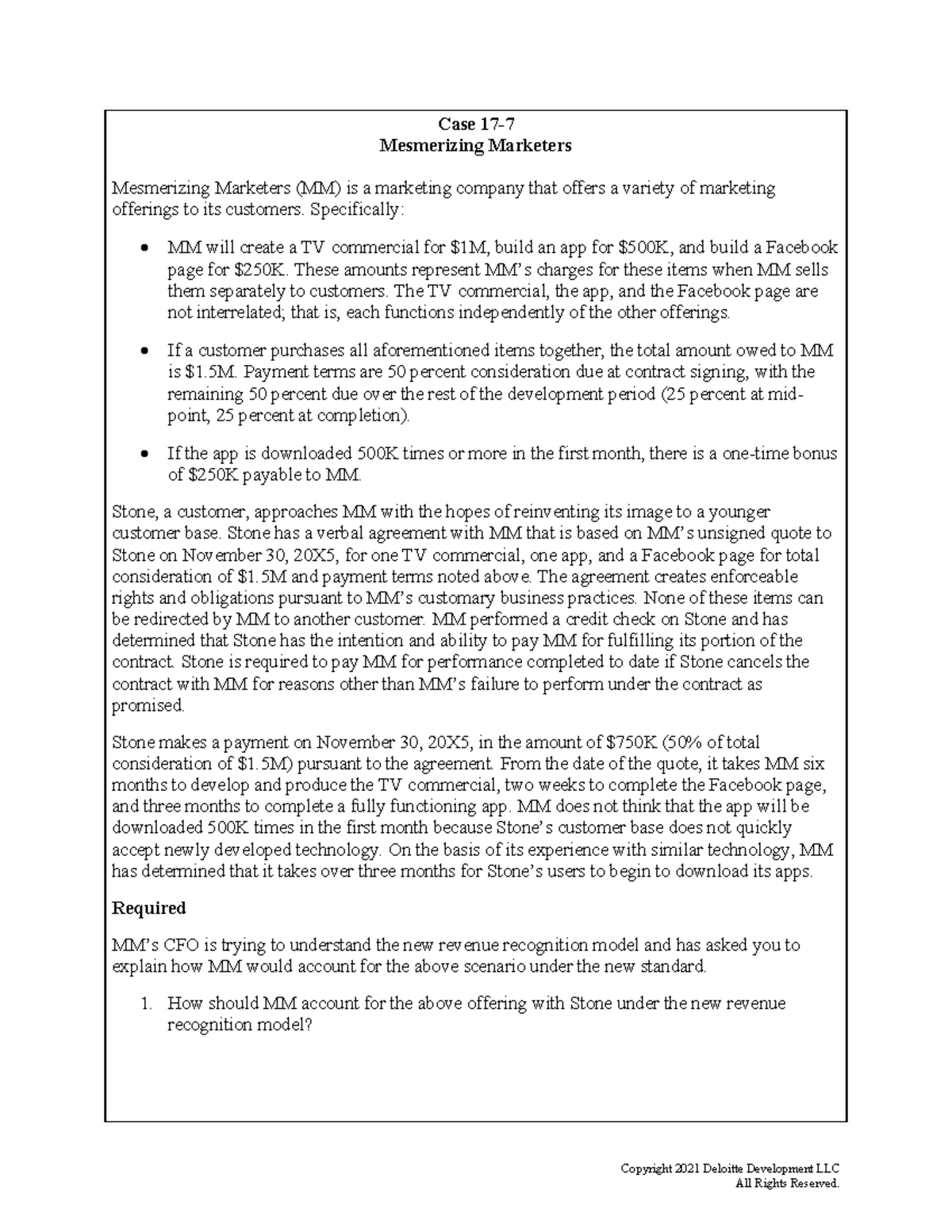 Case Study 17: Mesmerizing Marketers Revenue Recognition Analysis - Studocu