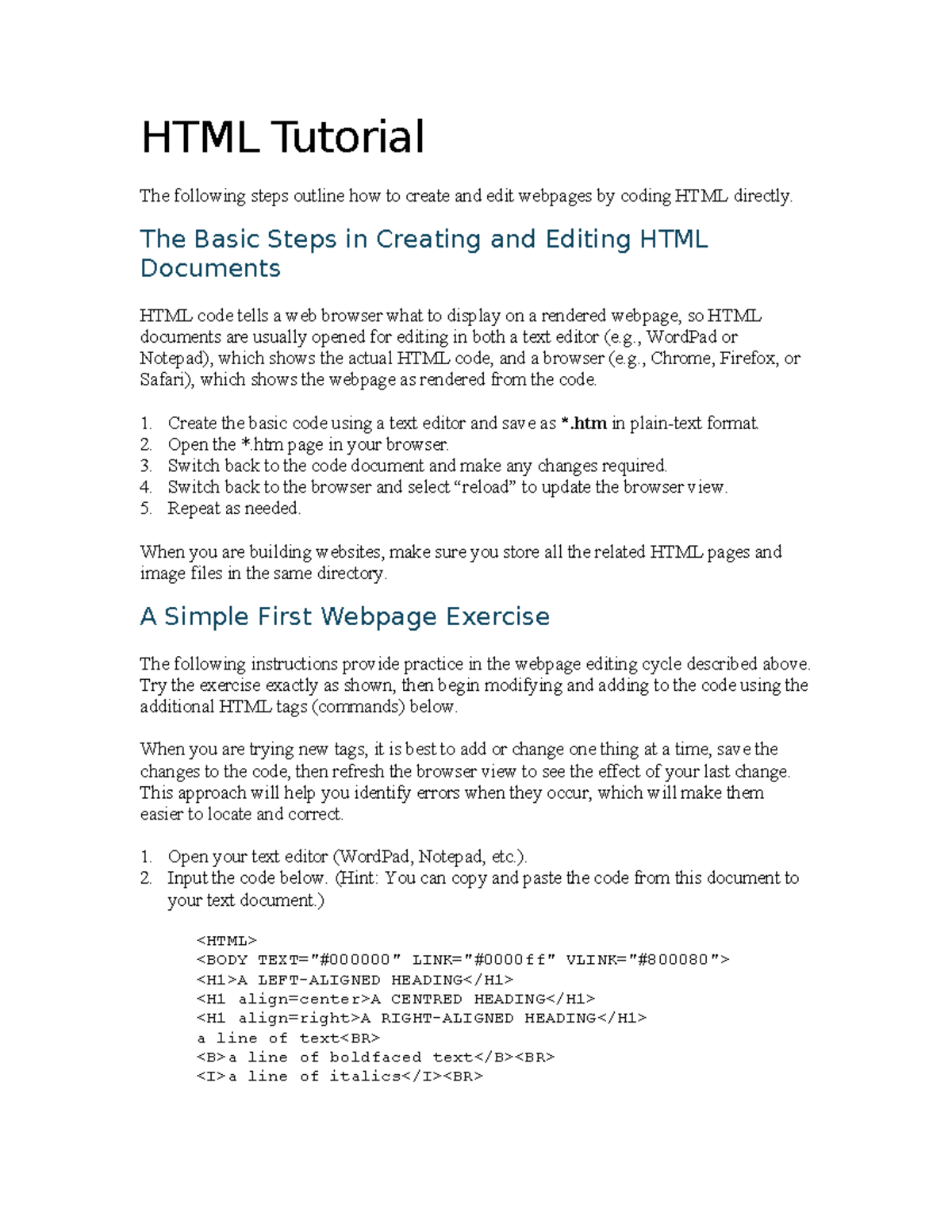 HTML Tutorial: Creating and Editing Webpages with Basic Code - Studocu