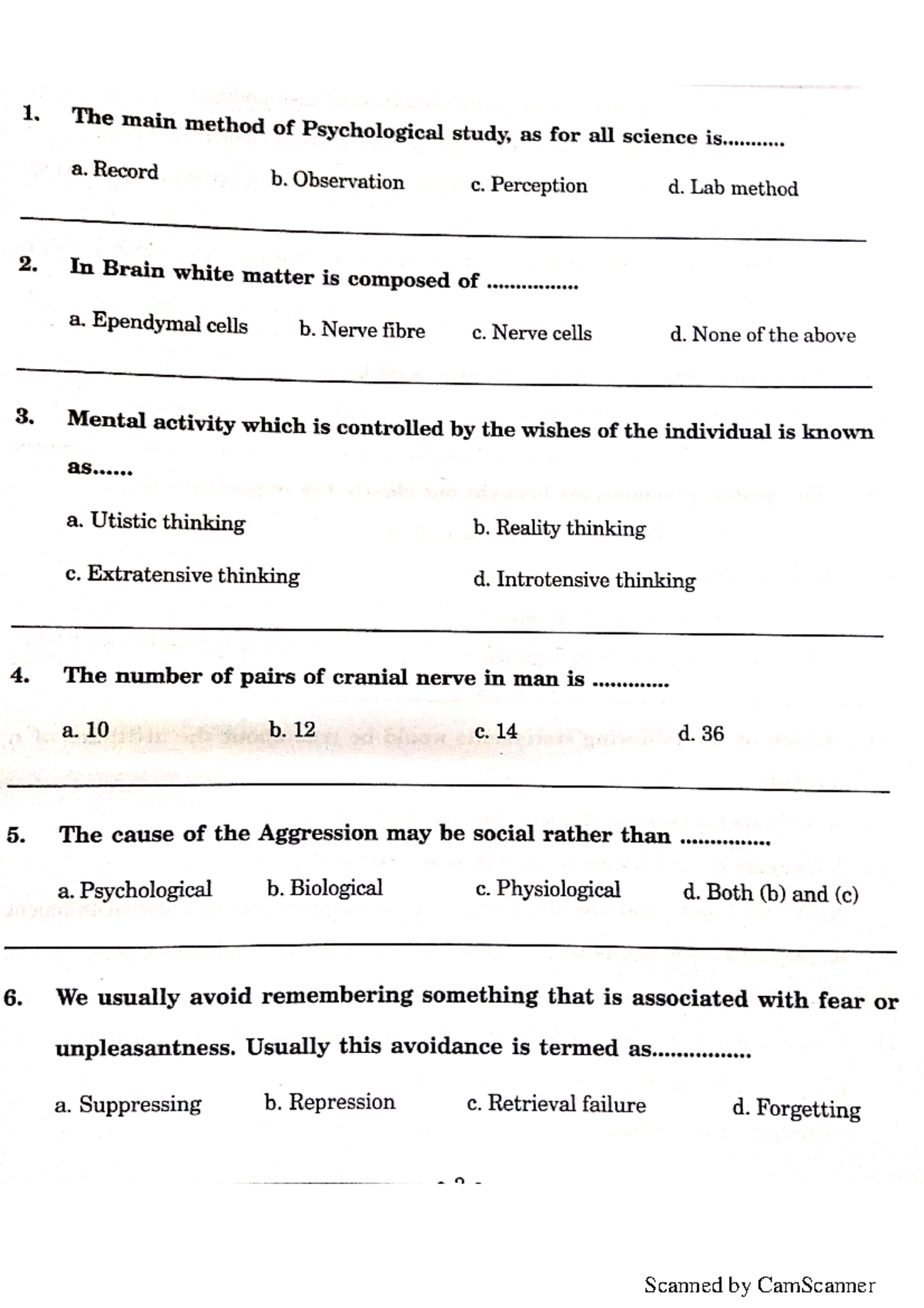 MSc Psychology - Quiz on Key Concepts and Theories in Psychology - Studocu