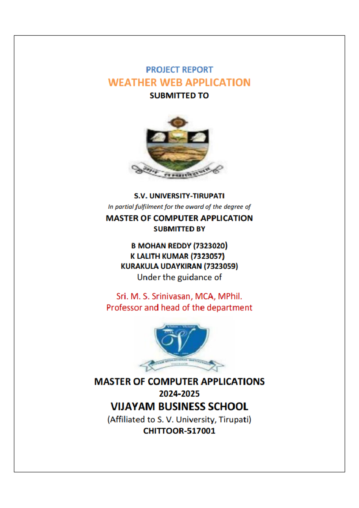 Color - Project - PROJECT REPORT WEATHER WEB APPLICATION SUBMITTED TO S ...