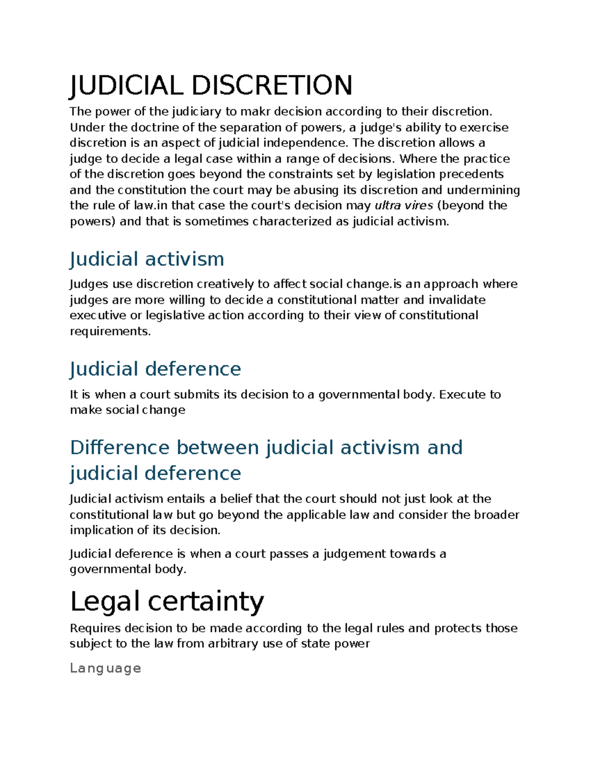 Judicial Discretion: Understanding Its Role and Impact on Law - Studocu