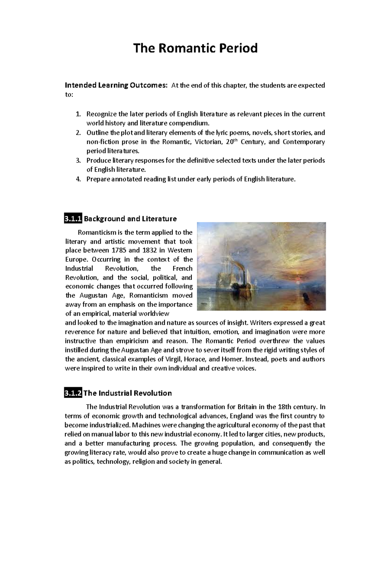 The Literature of Romantic Period - The Romantic Period Intended ...