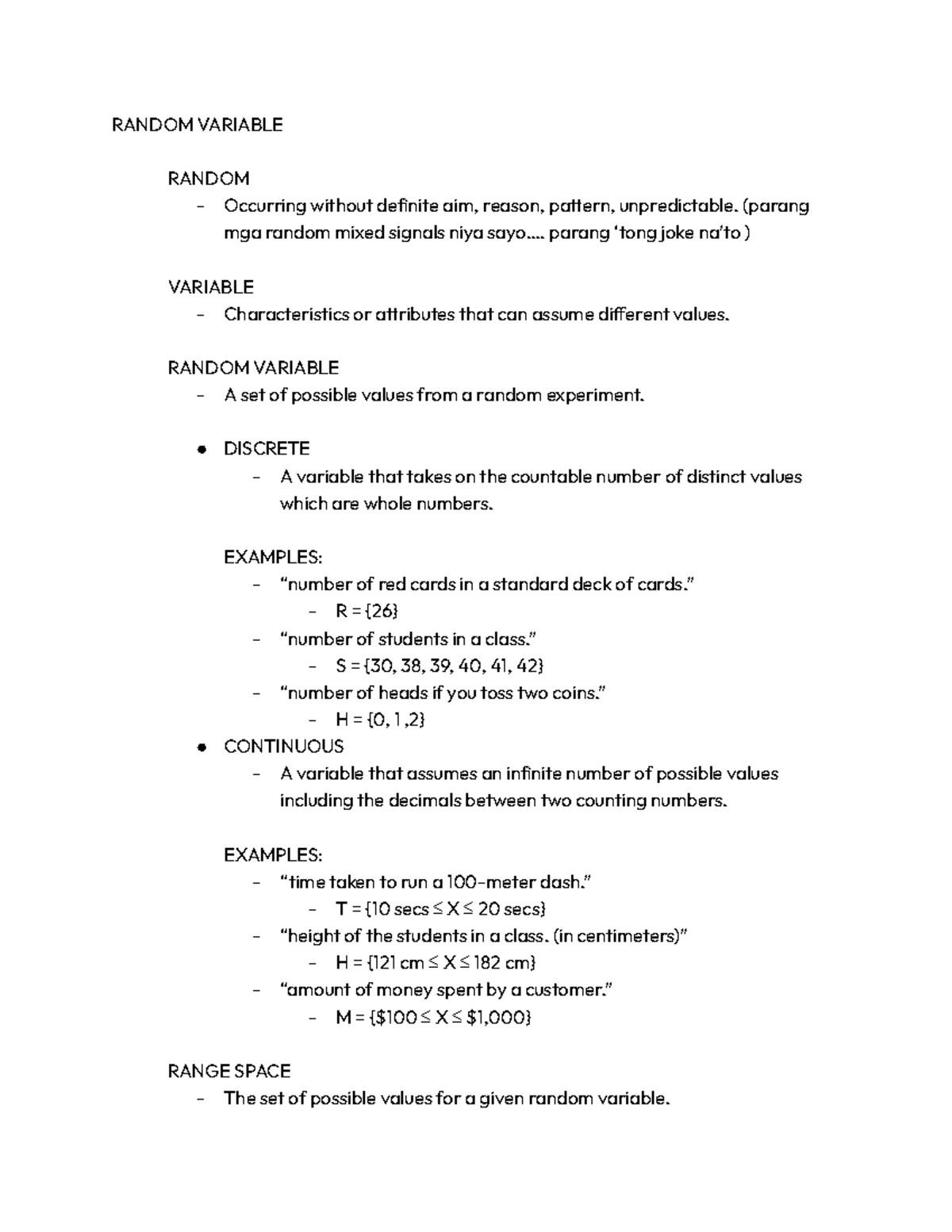 Stats AND PROB (PMF, Mean, Variance, & SD) Notes - Studocu
