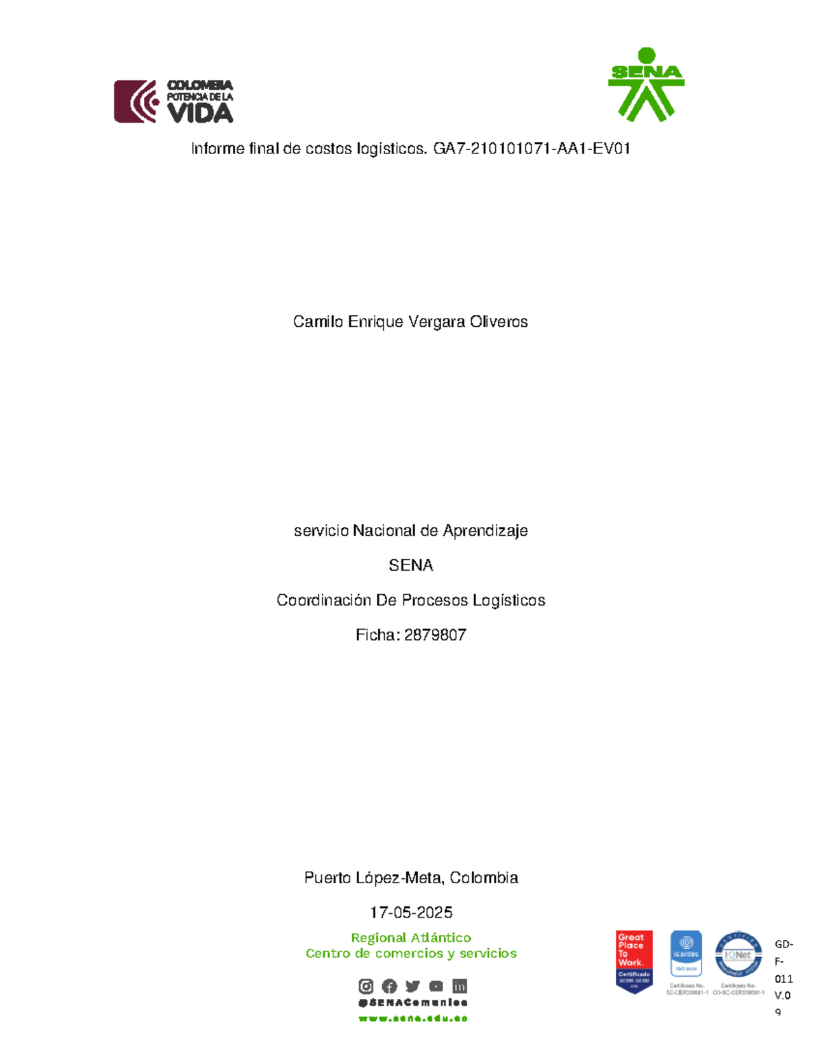 Informe Final de Costos Logísticos en Tiendas Bioenergy - GA7-210101071-AA1-EV01 - Studocu