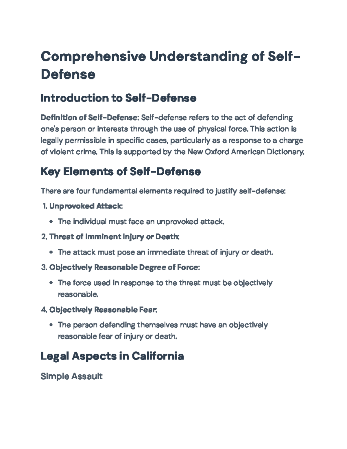 Understanding Self-Defense: Legal Framework in California ...