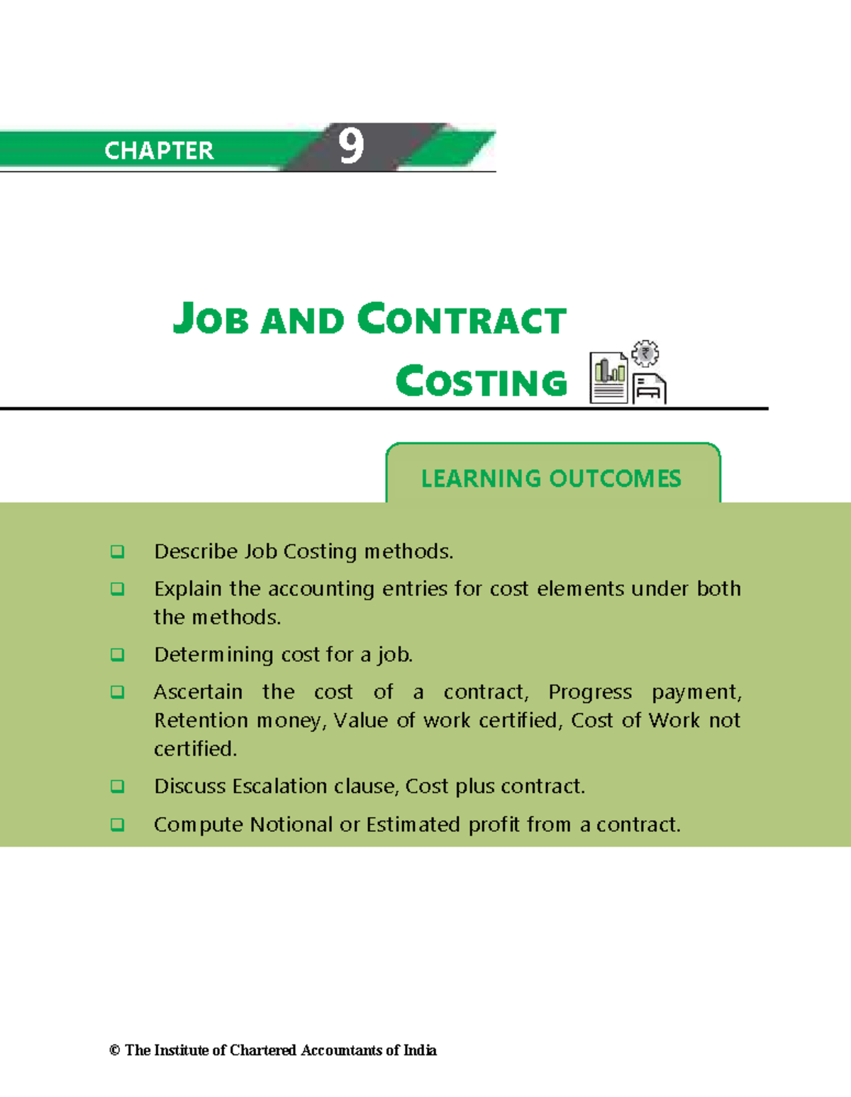CHAPTER 9: JOB AND CONTRACT COSTING - LEARNING OUTCOMES AND METHODS ...