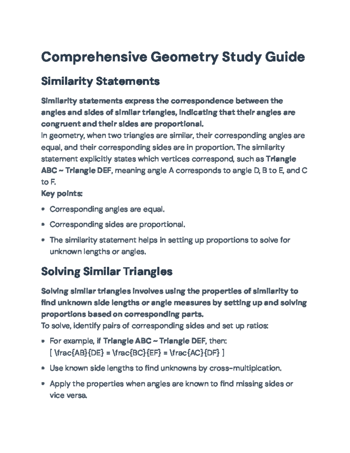 Comprehensive Geometry & Probability Study Guide: Key Concepts ...