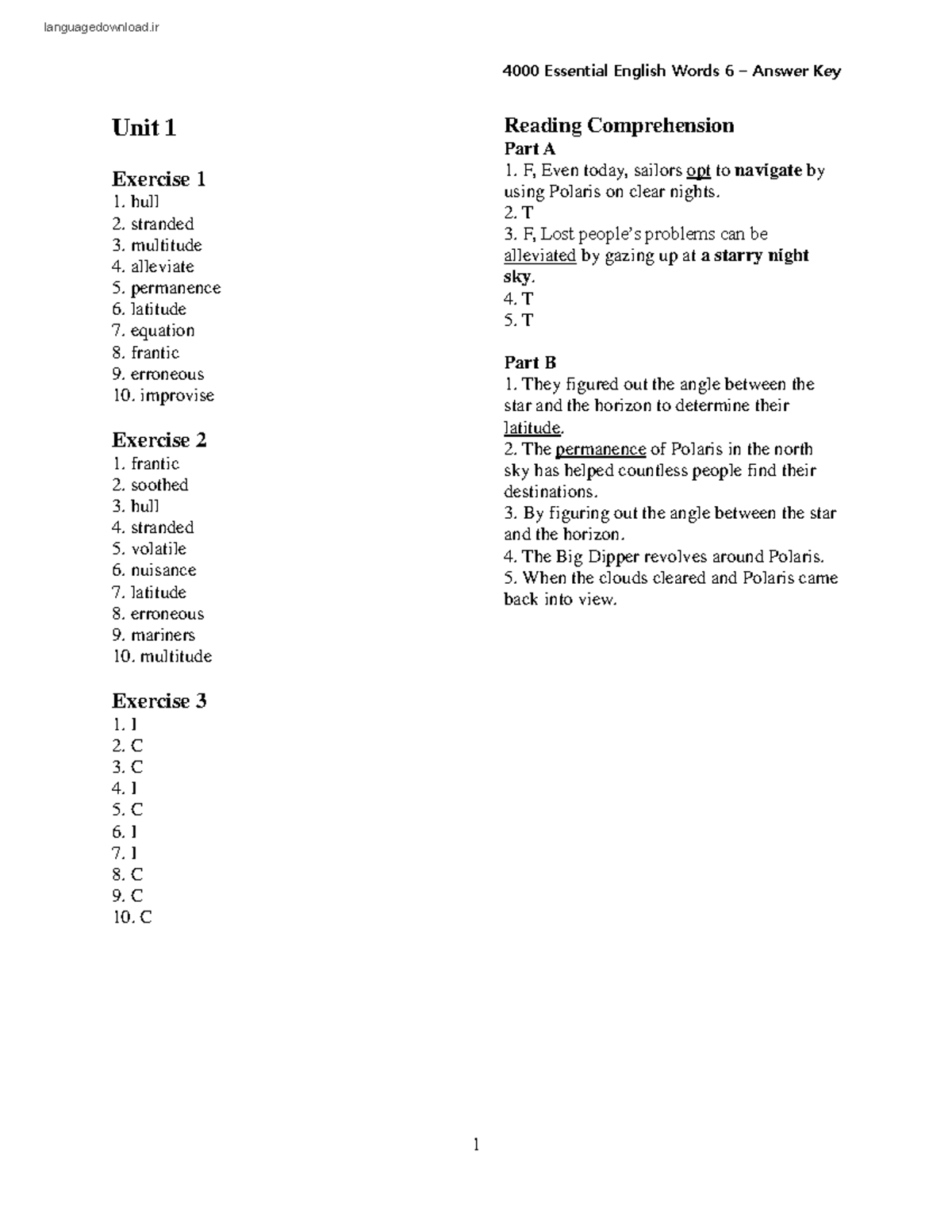 4000 Essential English Words 6 – Answer Key Overview - Studocu