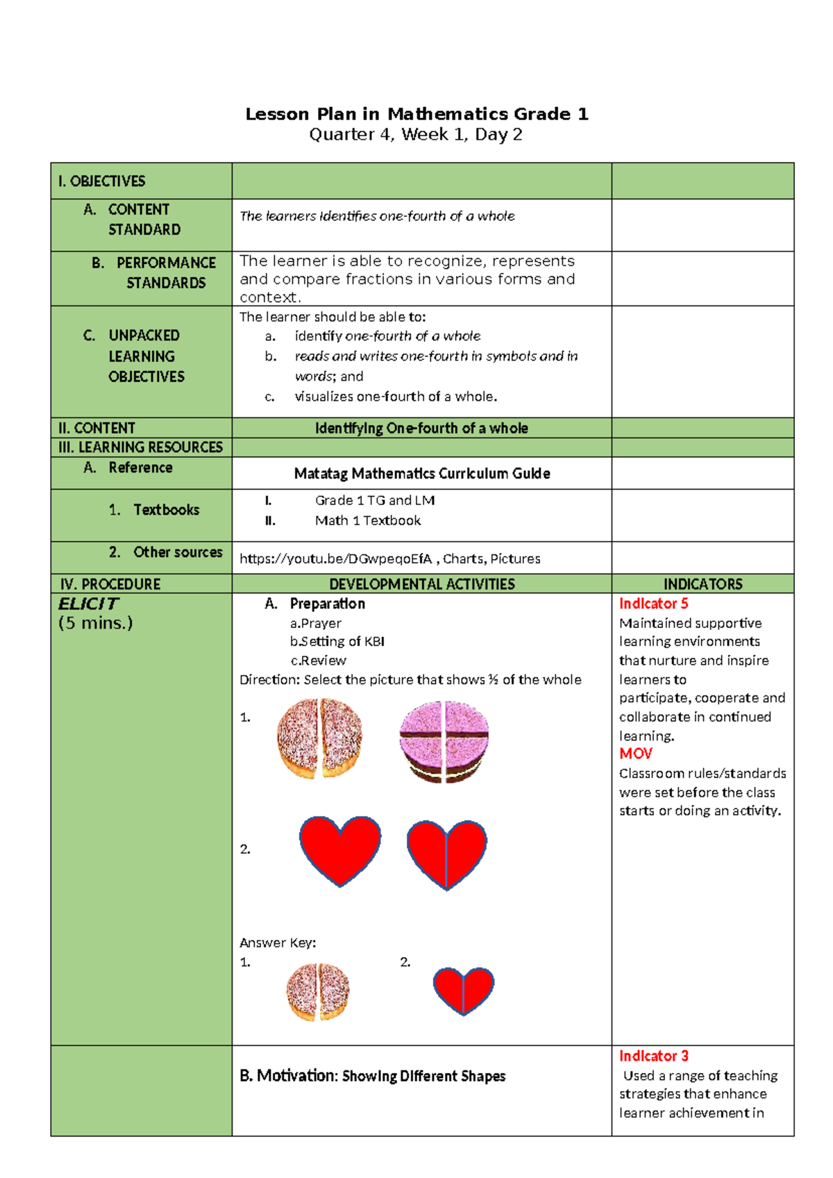 LESSON PLAN IN MATHEMATICS 1 QUARTER 4 WEEK 1 - Lesson Plan in ...