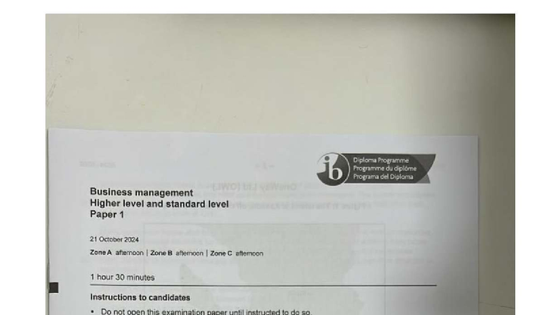 IB Diploma Business Management HL/SL Paper 1 Case Study: OneWay Ltd ...