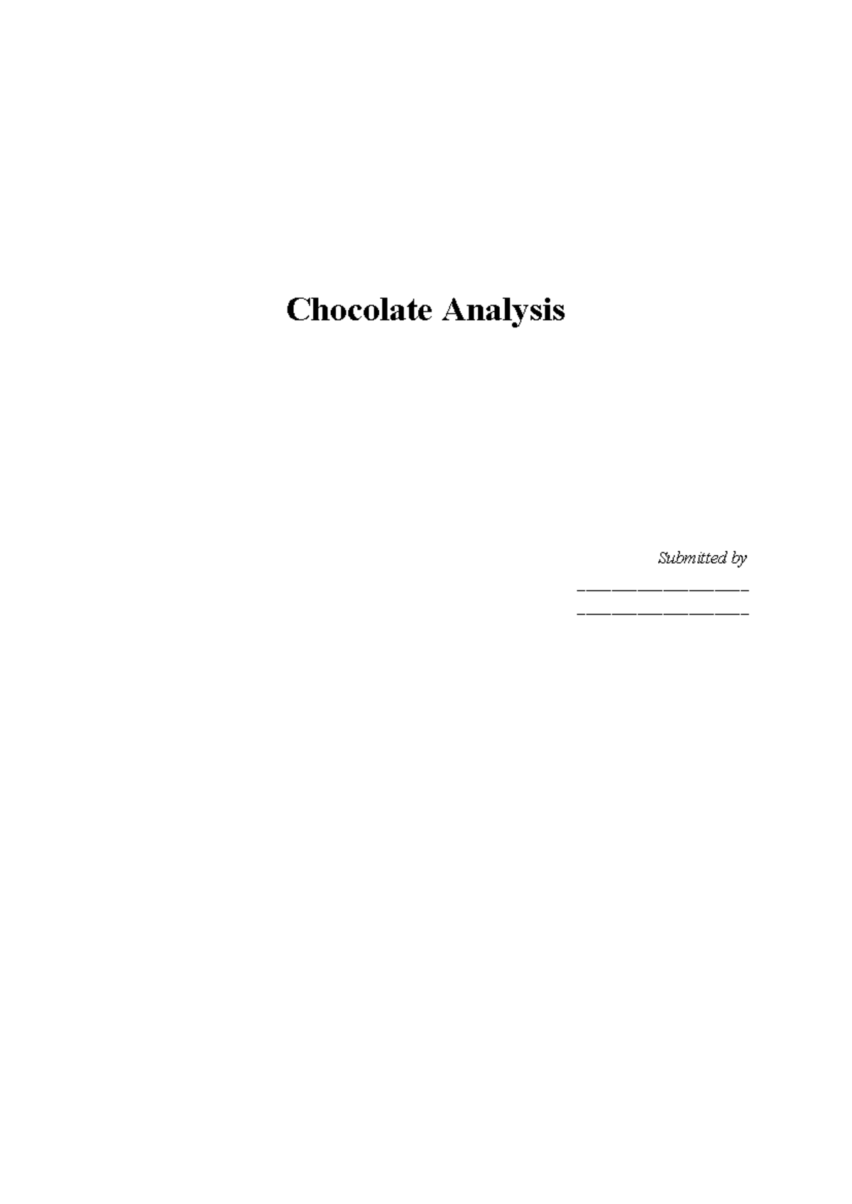 Chocolate Analysis Project - CHEMISTRY 101 - Studocu