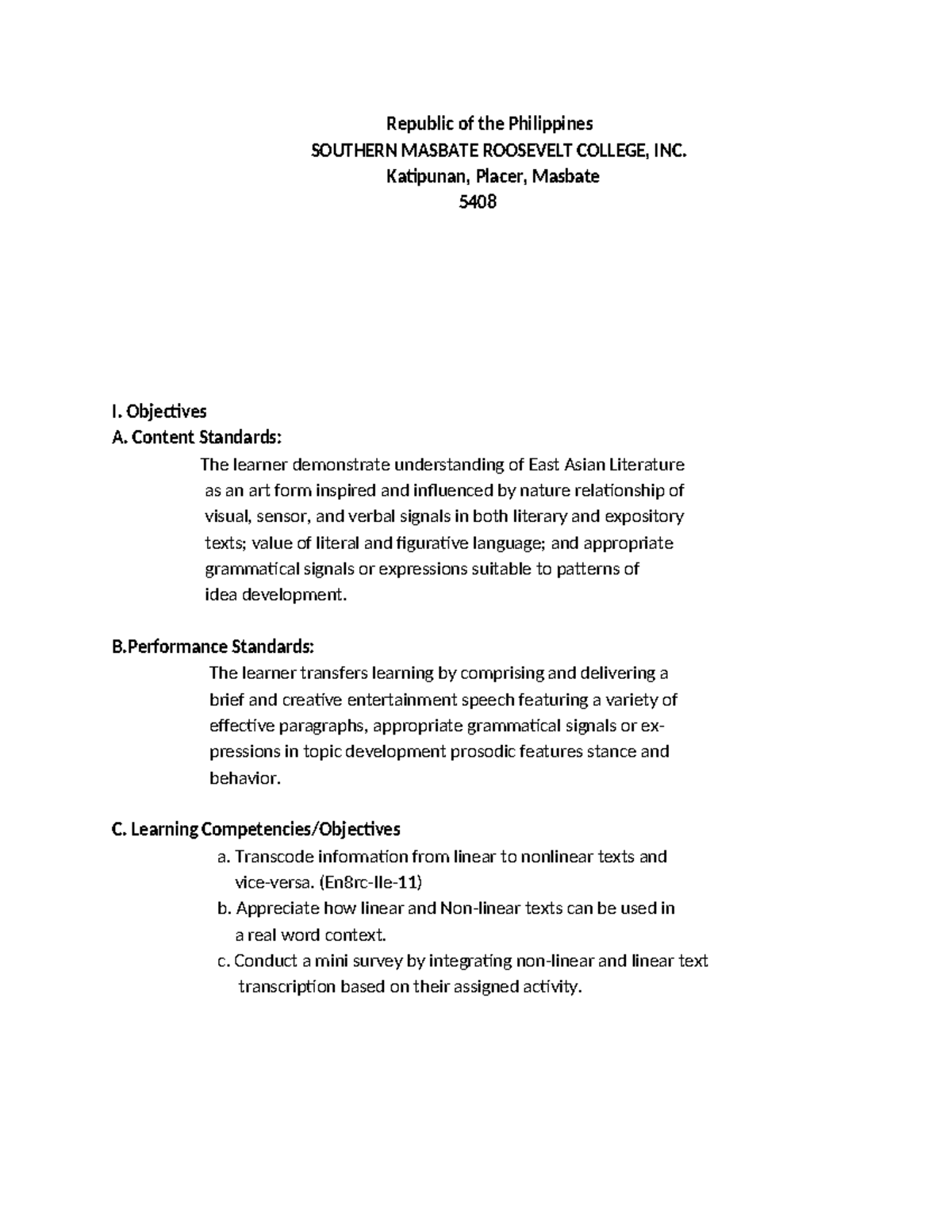 ENGLISH 8: Lesson Plan on Linear and Non-Linear Texts Analysis - Studocu