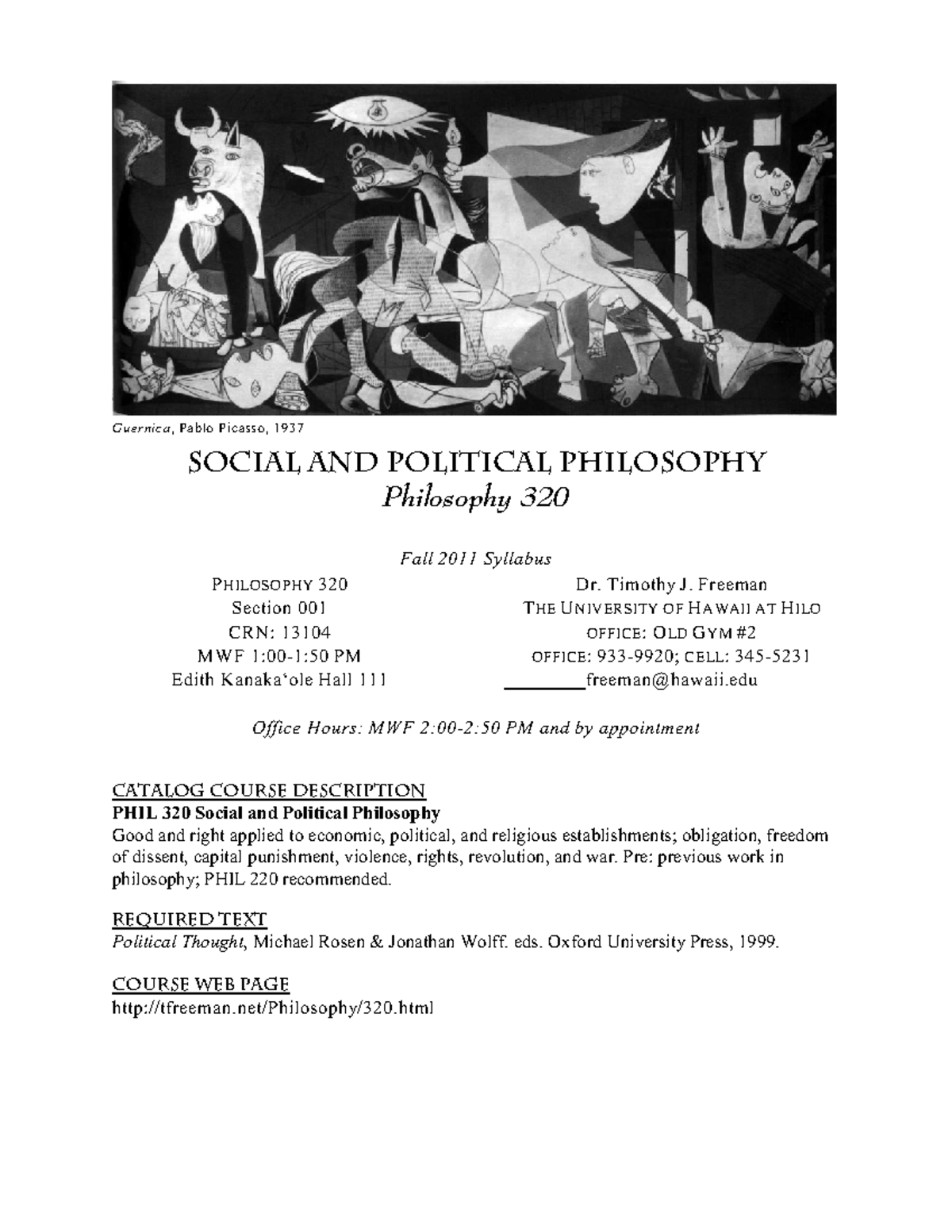 Philosophy 320: Fall 2011 Social & Political Philosophy Syllabus - Studocu
