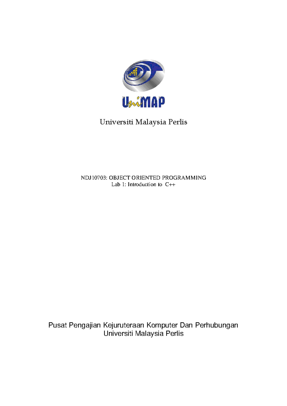 Universiti Malaysia Perlis NDJ10703: OOP Lab 1 - Intro to GCC ...