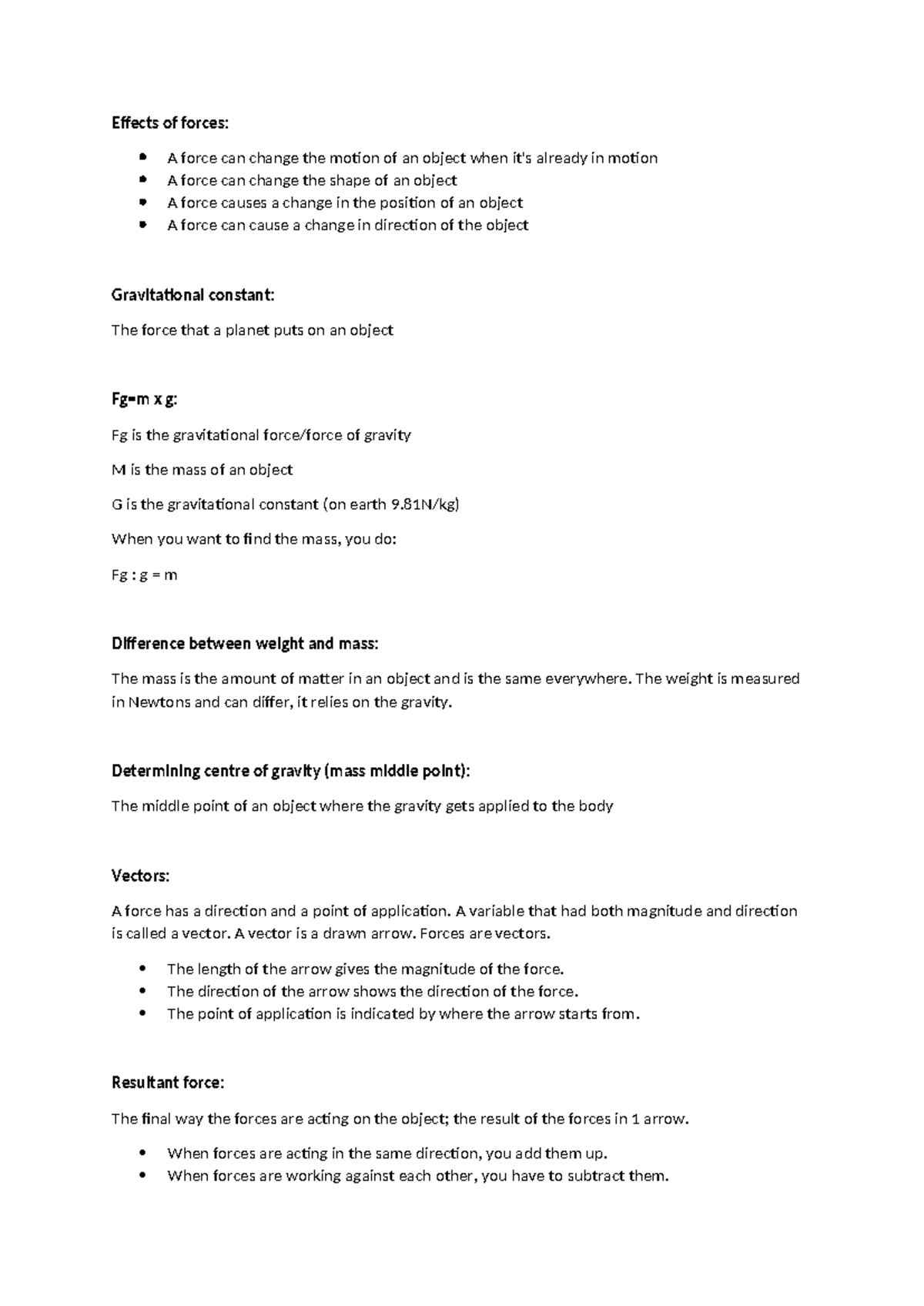 Physics Samenvatting - Forces & Motion Overview (PHYS101) - Studeersnel