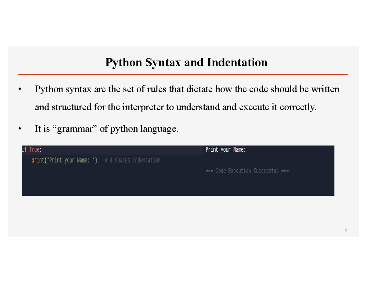 Python Btech - Syntax, Indentation, and Data Types Overview - Studocu