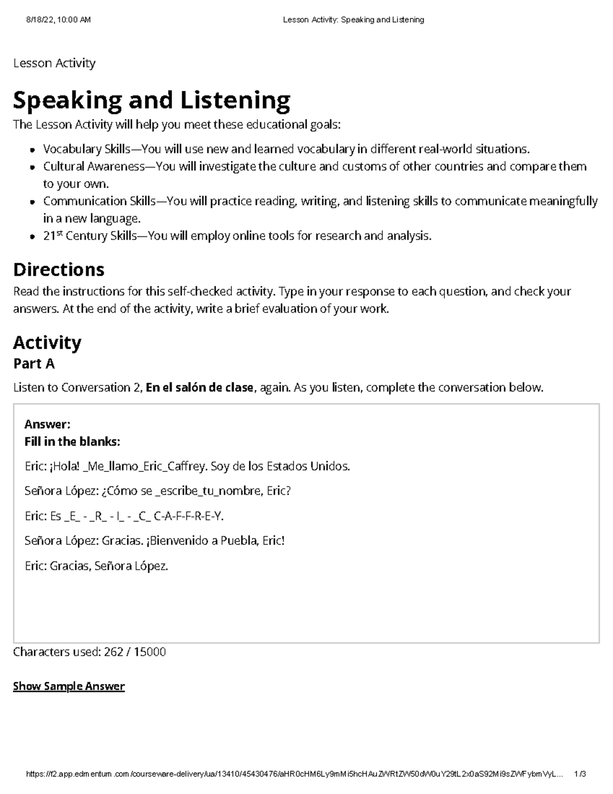Sharing Names & Phone Numbers: Speaking & Listening Lesson (8/18/22 ...