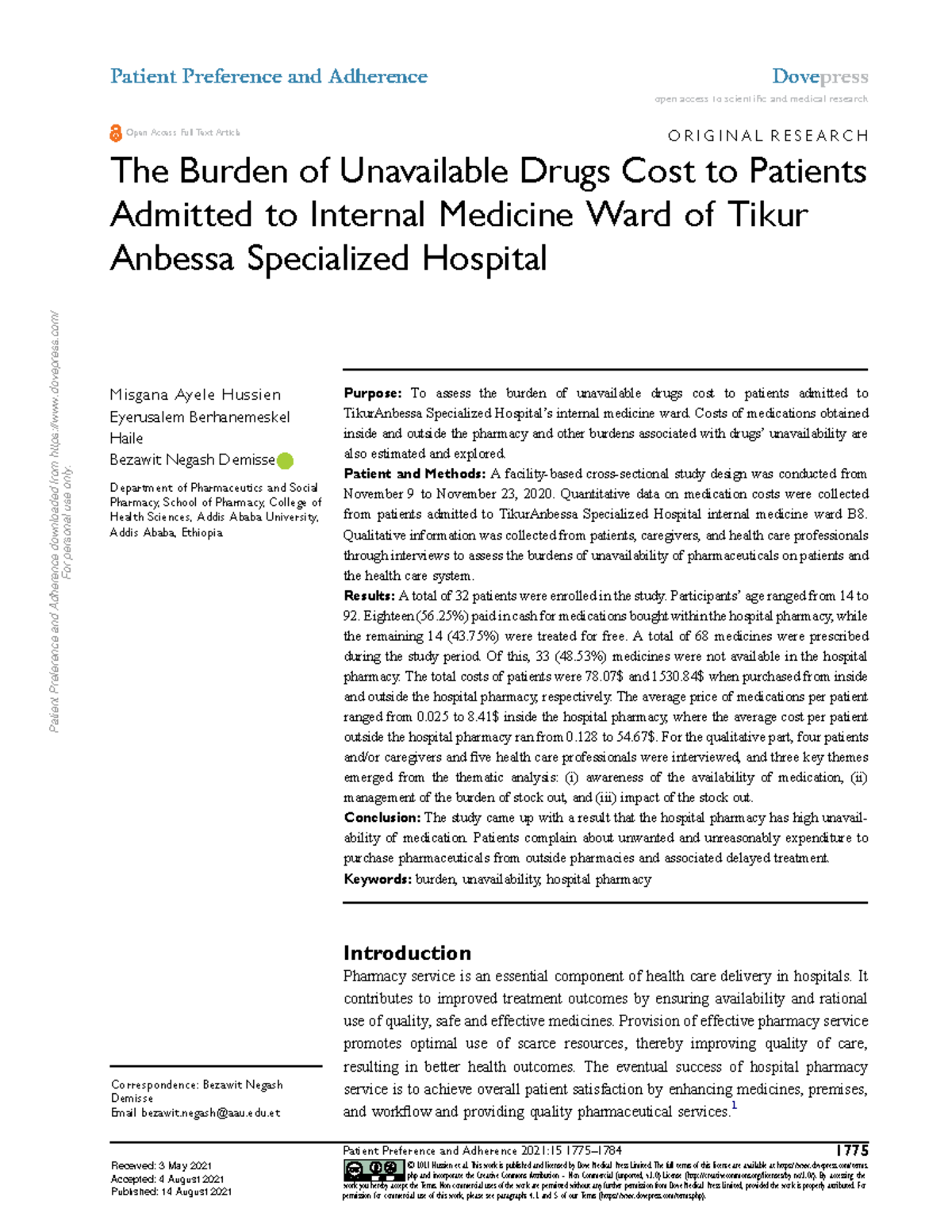 PPA 315878: The Economic Impact of Unavailable Drugs on Patients in ...