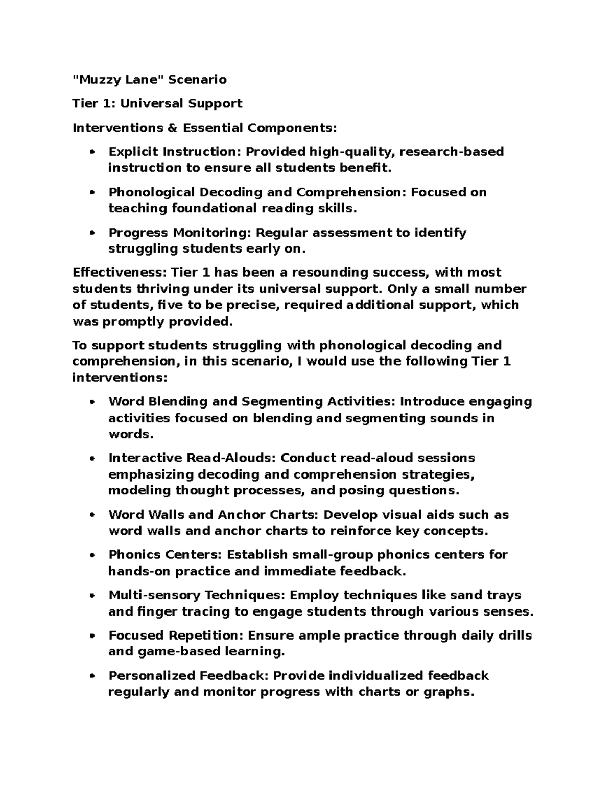 D662 EON1 Task 1 - MTSS Strategies for Academic Support and Behavior ...