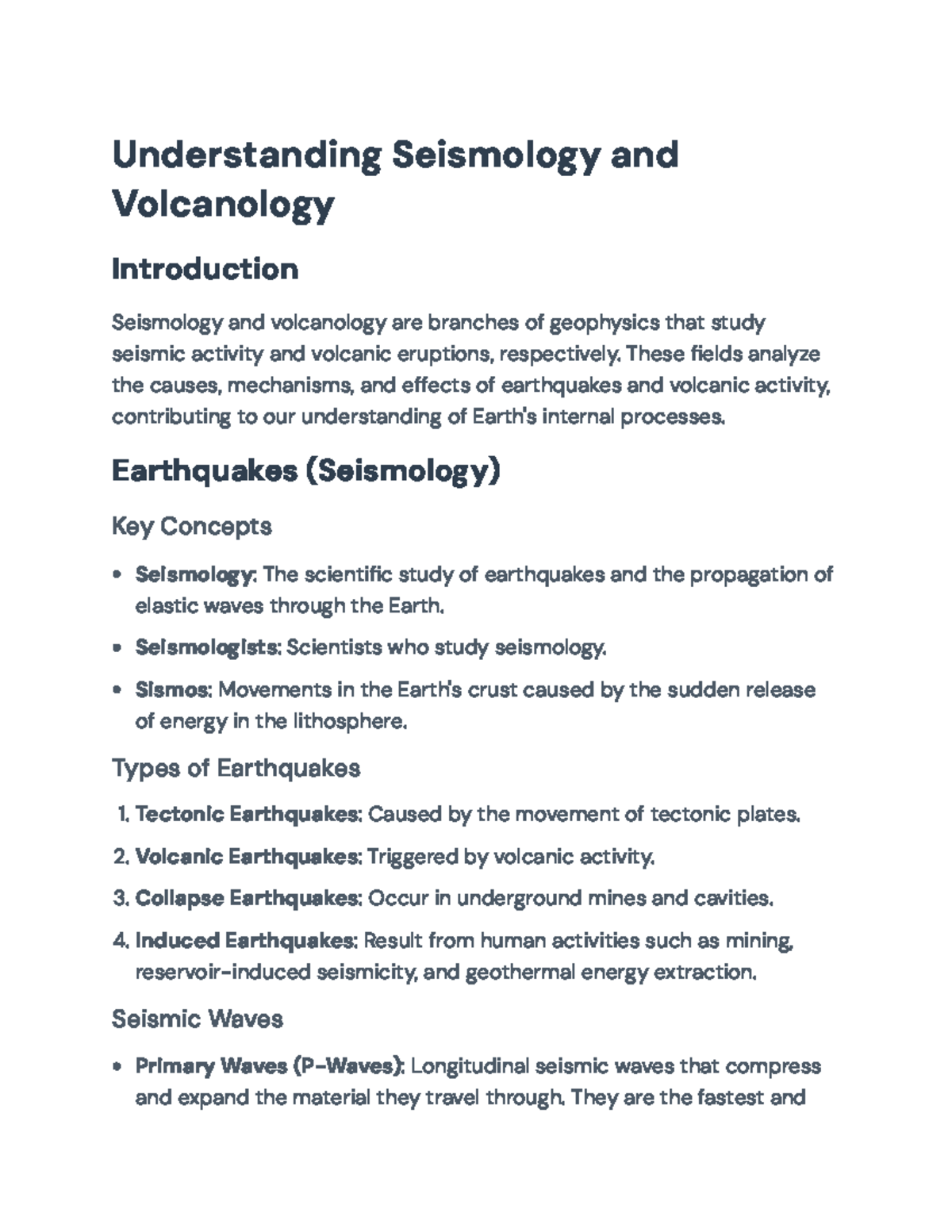 Understanding Seismology and Volcanology: Earthquakes & Eruptions Notes ...